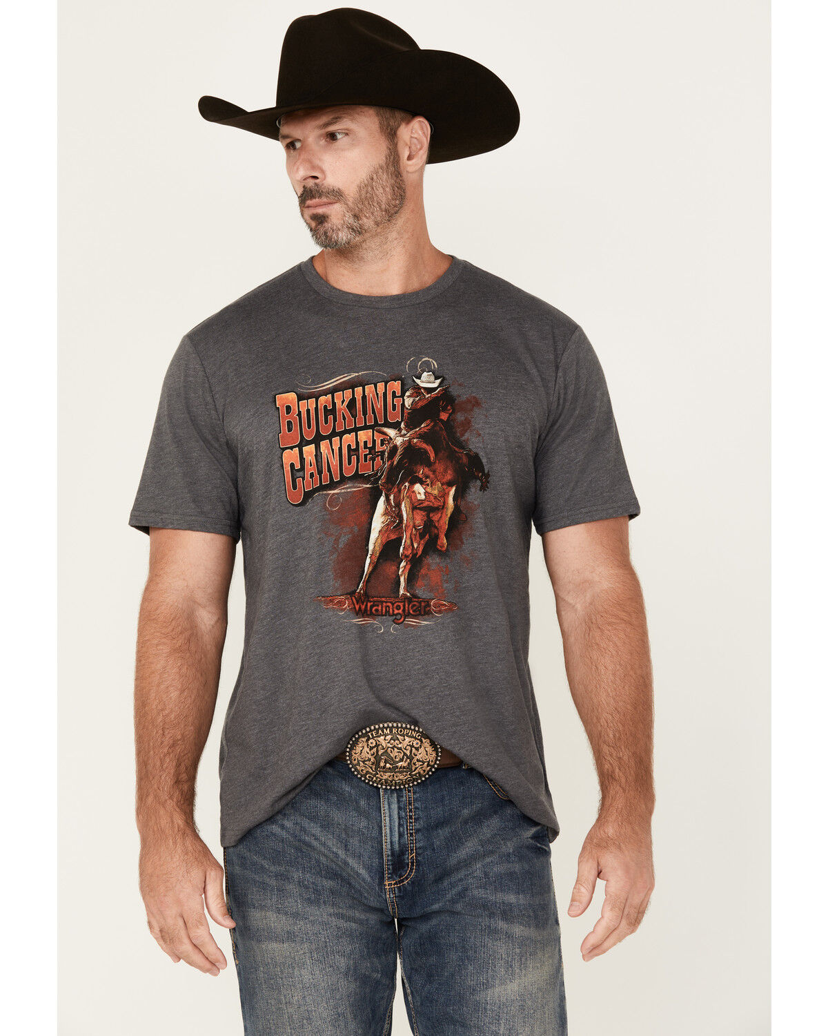 Wrangler Men's Bucking Cancer Short Sleeve Graphic T-Shirt,