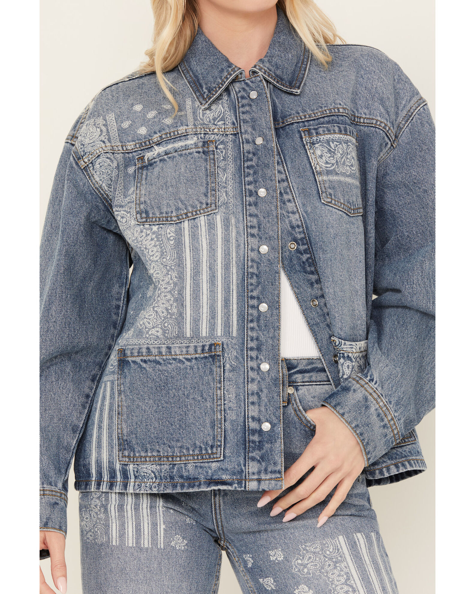 Cleo + Wolf Women's Astoria Denim Shacket, Medium Wash