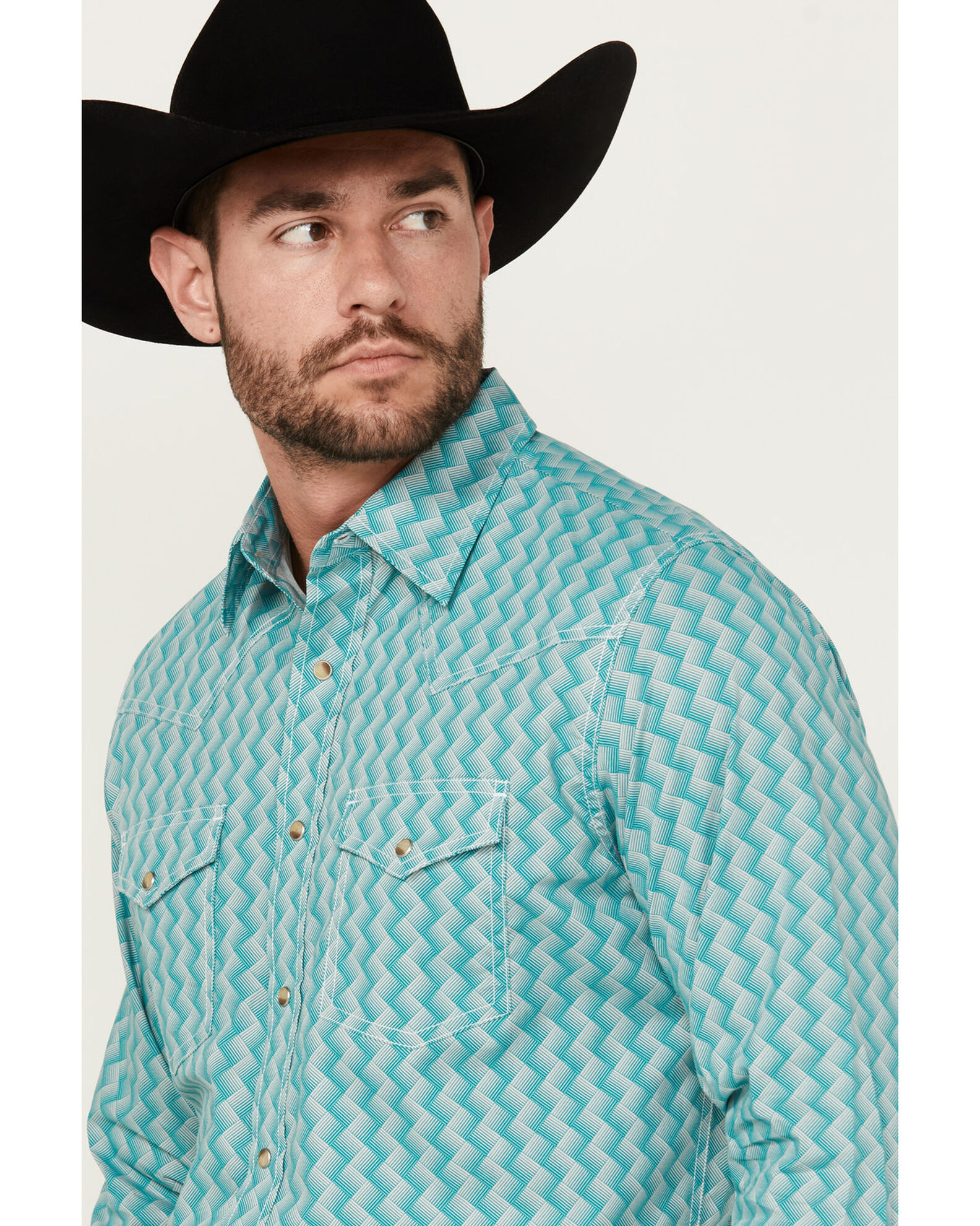 Product Name Wrangler 20x Mens Square Geo Print Long Sleeve Snap