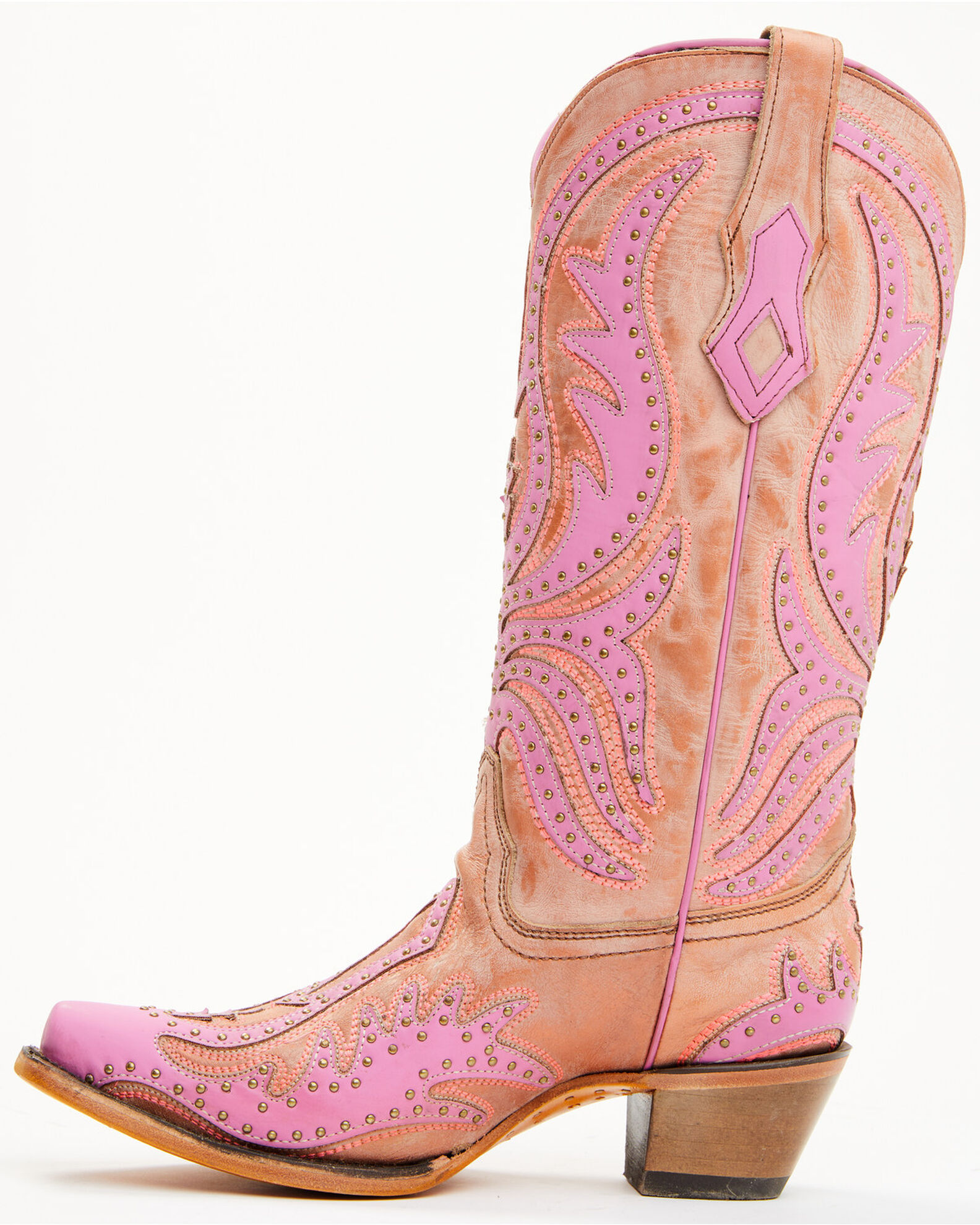 Corral Women's Studded Neon Blacklight Western Boots - Snip Toe, Pink