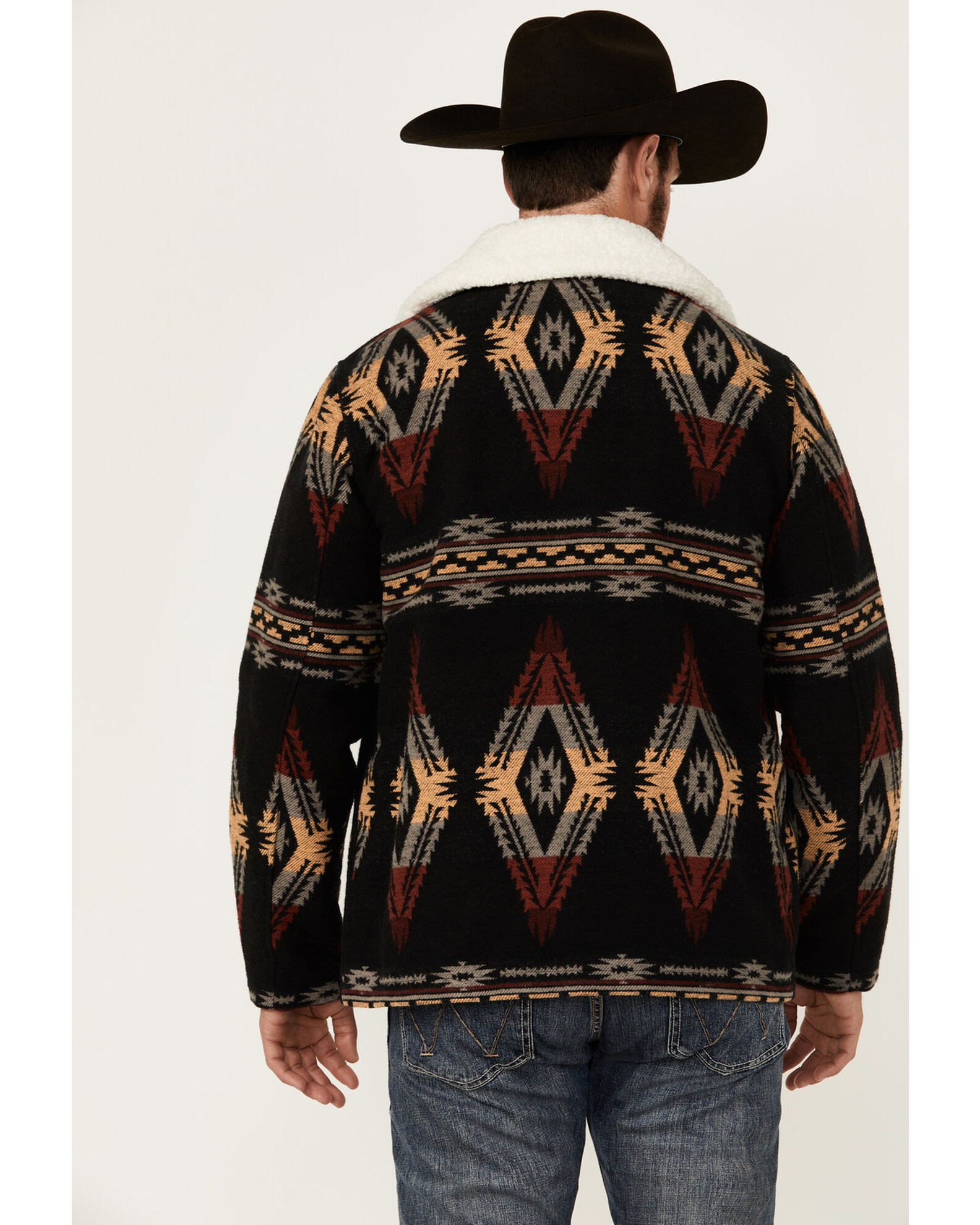 Rock And Roll Denim Mens Southwestern Print Snap Jacket Charcoal