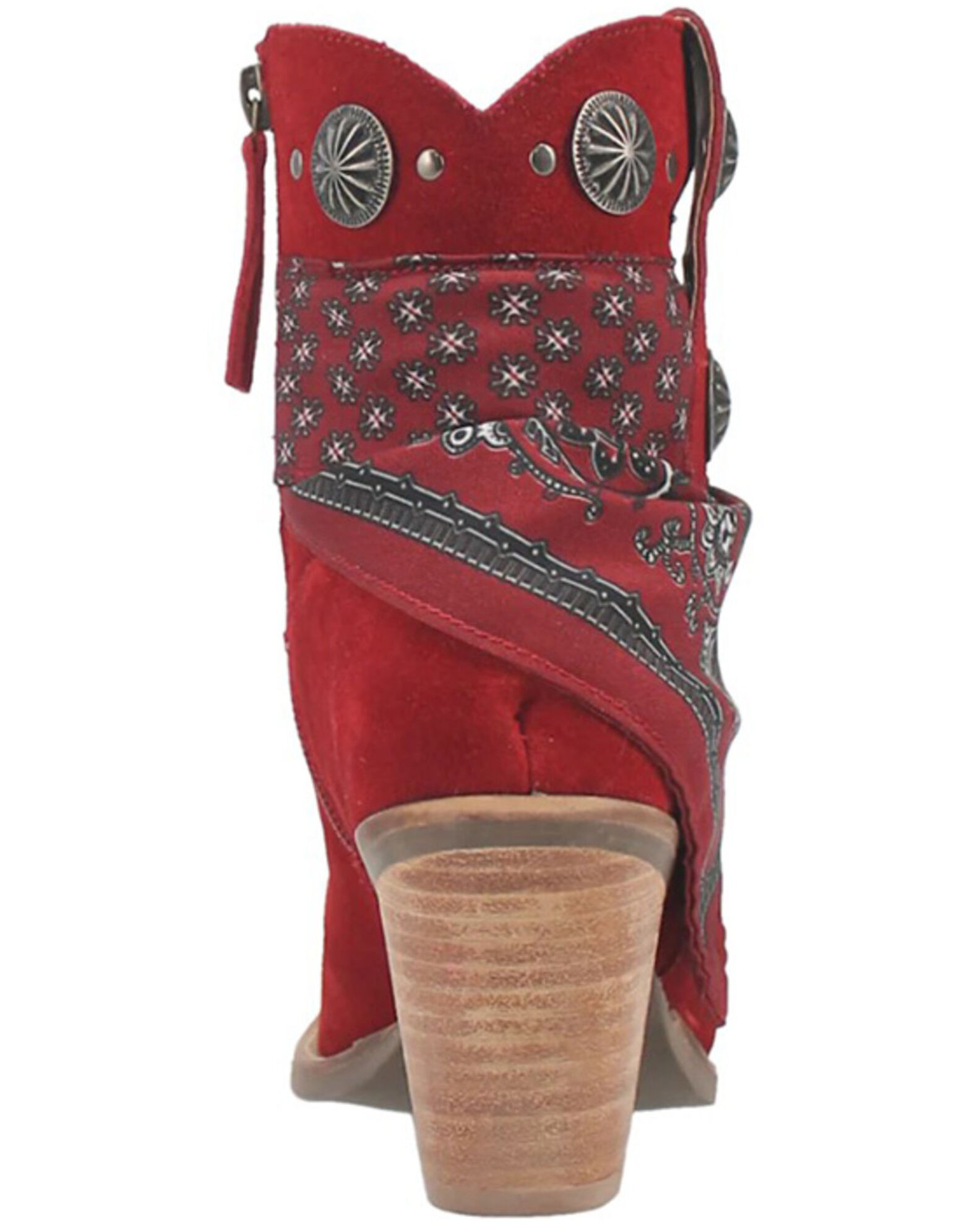 Dingo Womens Suede Bandida Western Booties Round Toe Red