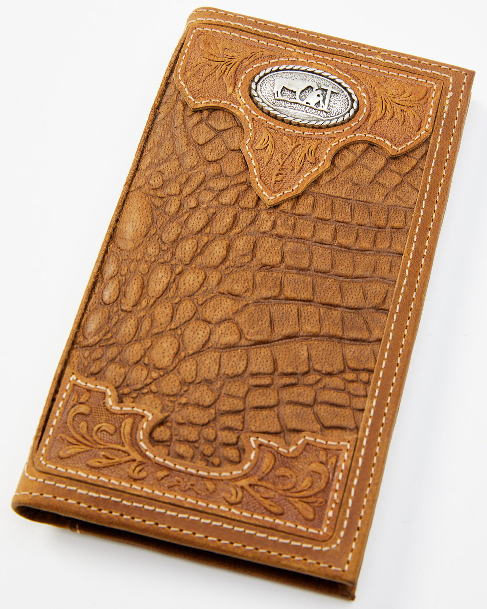 Cody James Men's Crocodile Embossed Rodeo Wallet, Brown