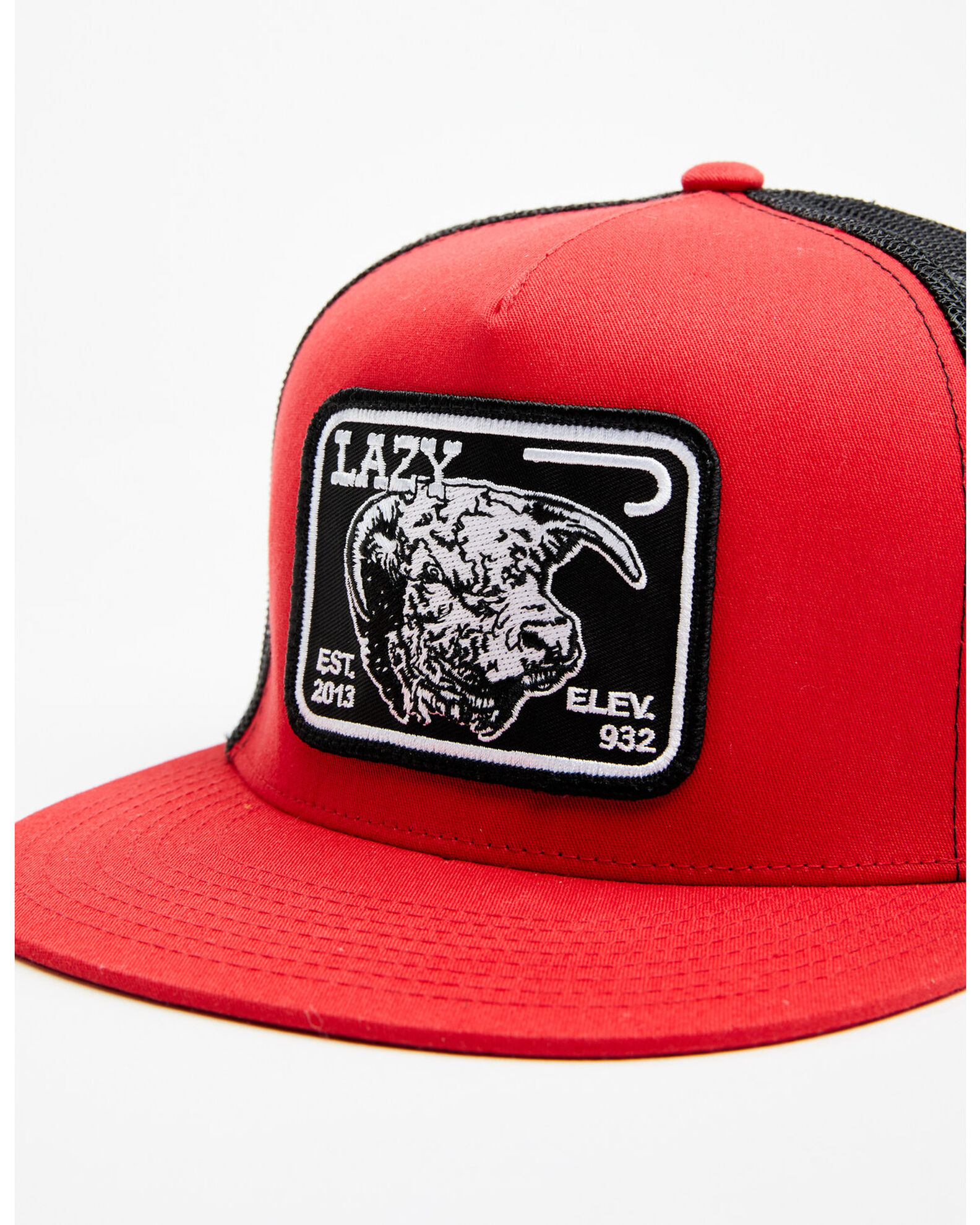 Lazy J Ranch Mens Elevation Recreation Patch Mesh Back Ball Cap Red
