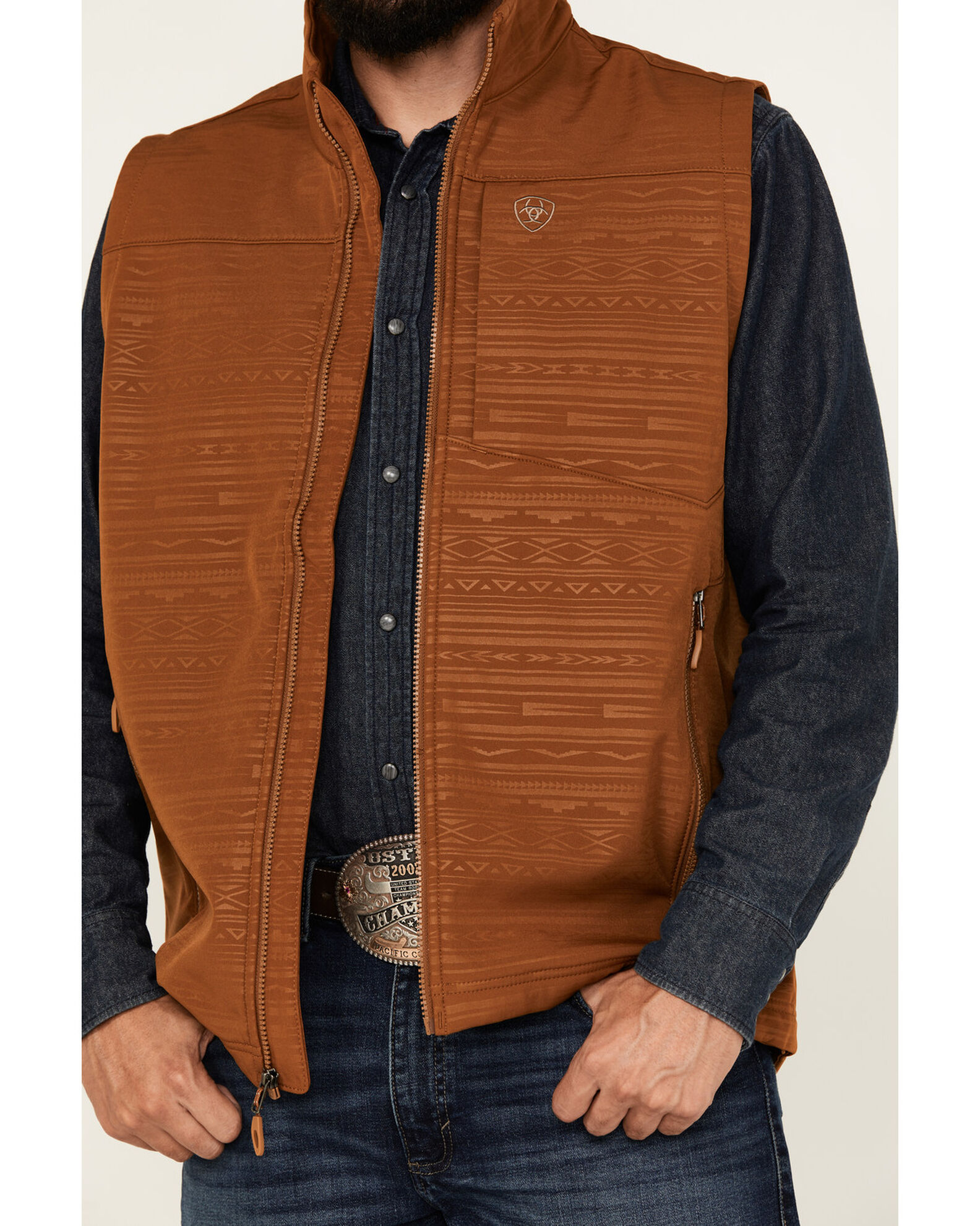 Ariat Mens Logo 20 Southwestern Print Softshell Jacket Chestnut