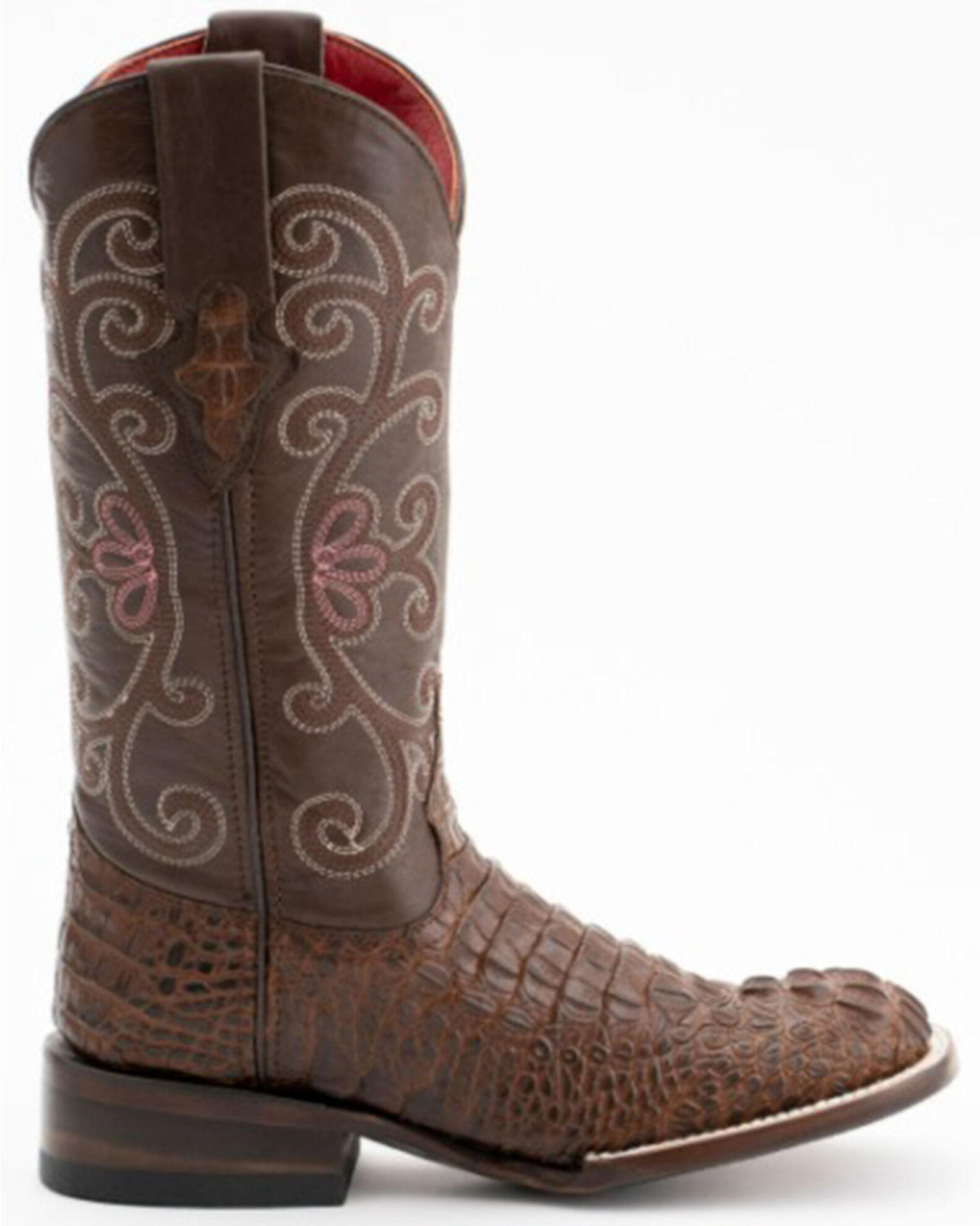 Ferrini Women's Rusty Caiman Print Western Boots - Broad Square Toe, Rust