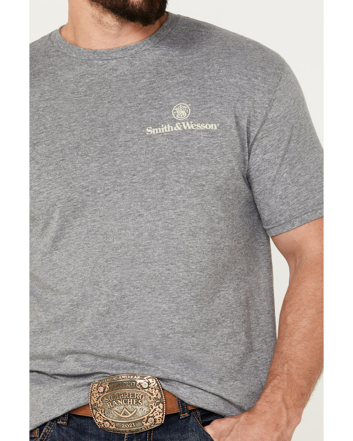 Smith & Wesson Men's Logo Short Sleeve Graphic T-Shirt, Heather Grey