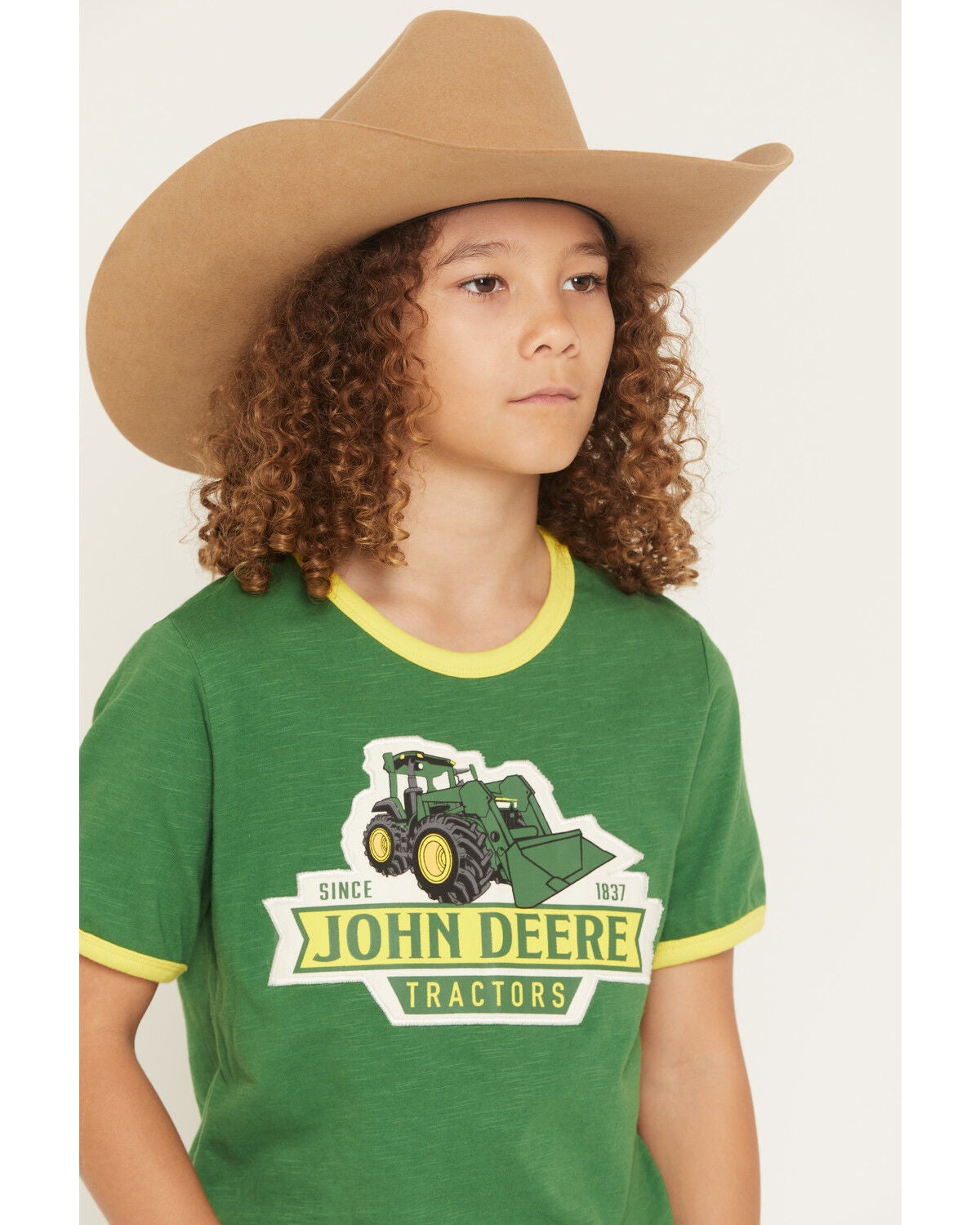John Deere Toddler Boys' Tractor Patch Short Sleeve Ringer T-Shirt,
