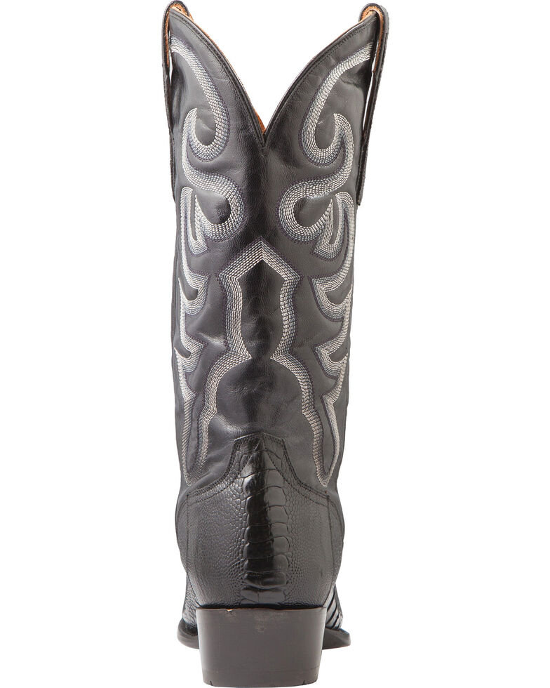 El Dorado Mens Handmade Ostrich Leg Black Western Boots Medium Toe