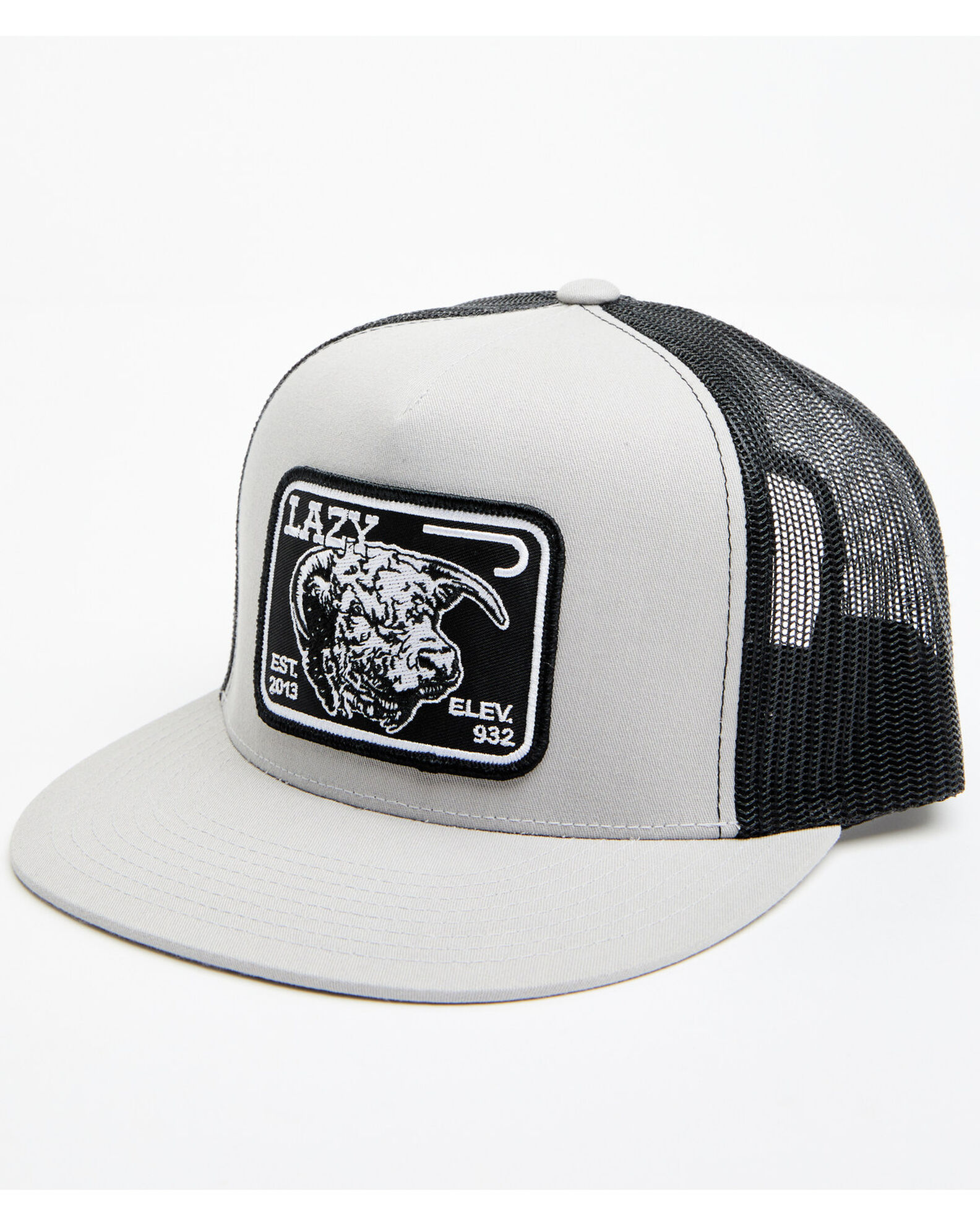 Lazy J Ranch Men's Black Elevation Cowhead Logo Patch Mesh-Back Ball ...