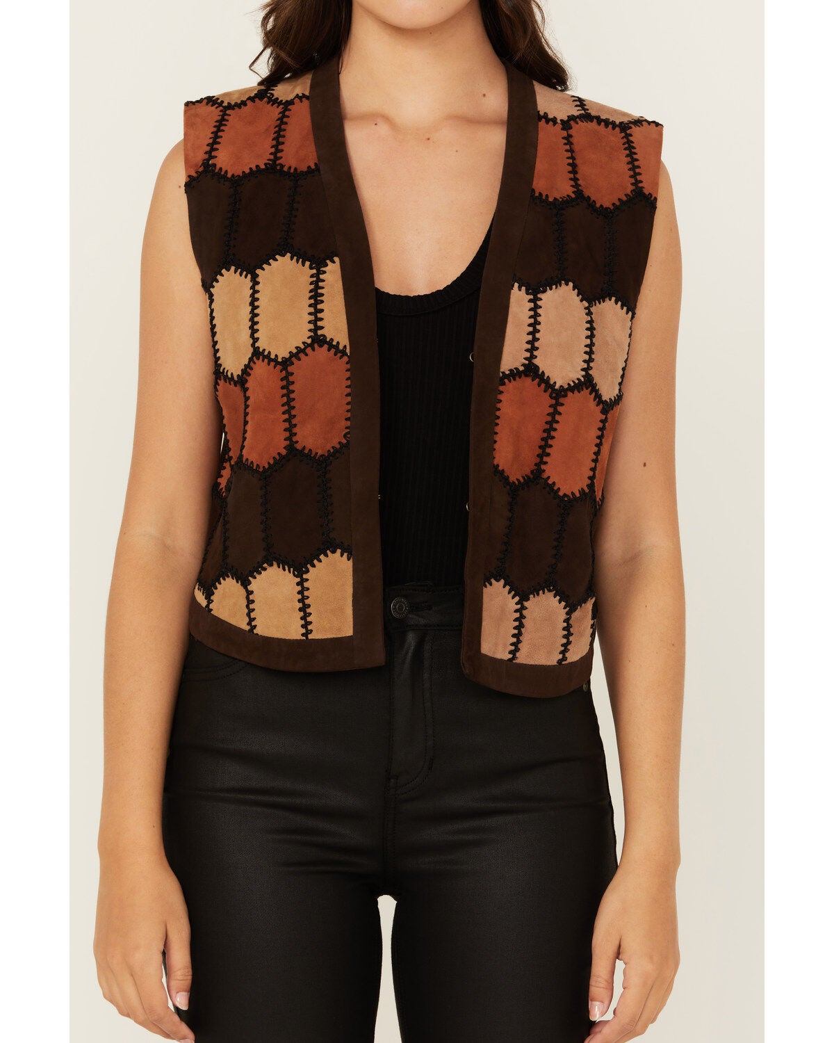Scully Women's Geo Print Leather Vest | Boot Barn