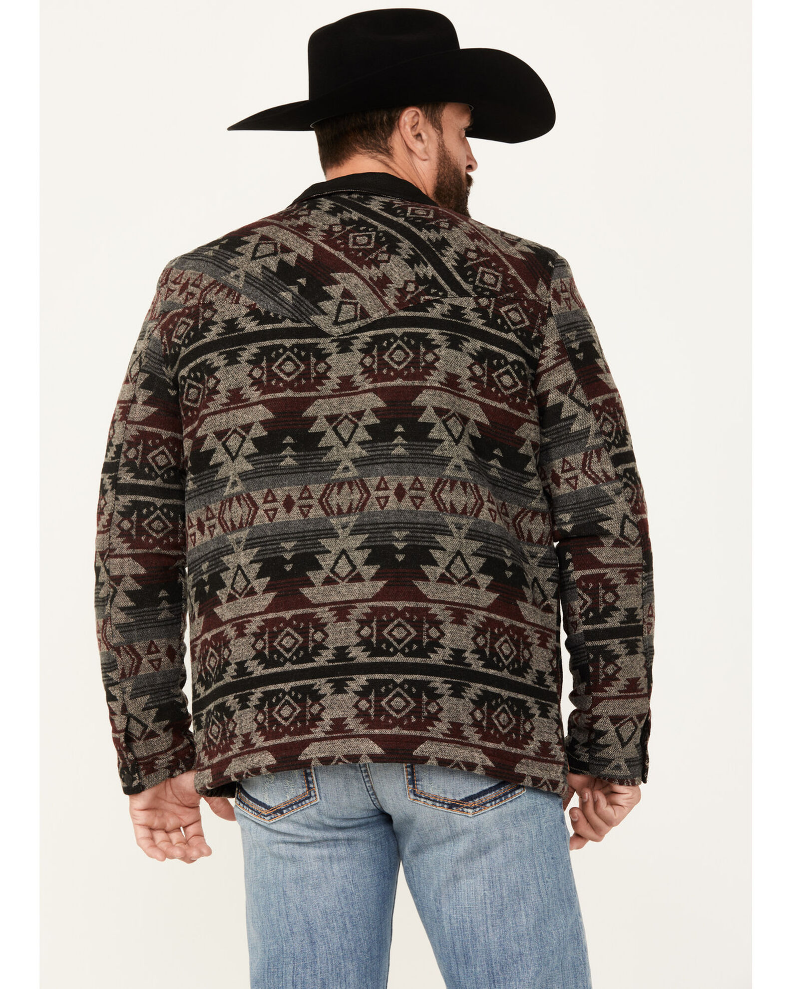 Moonshine Spirit Men's Southwestern Print Snap Jacket, Black
