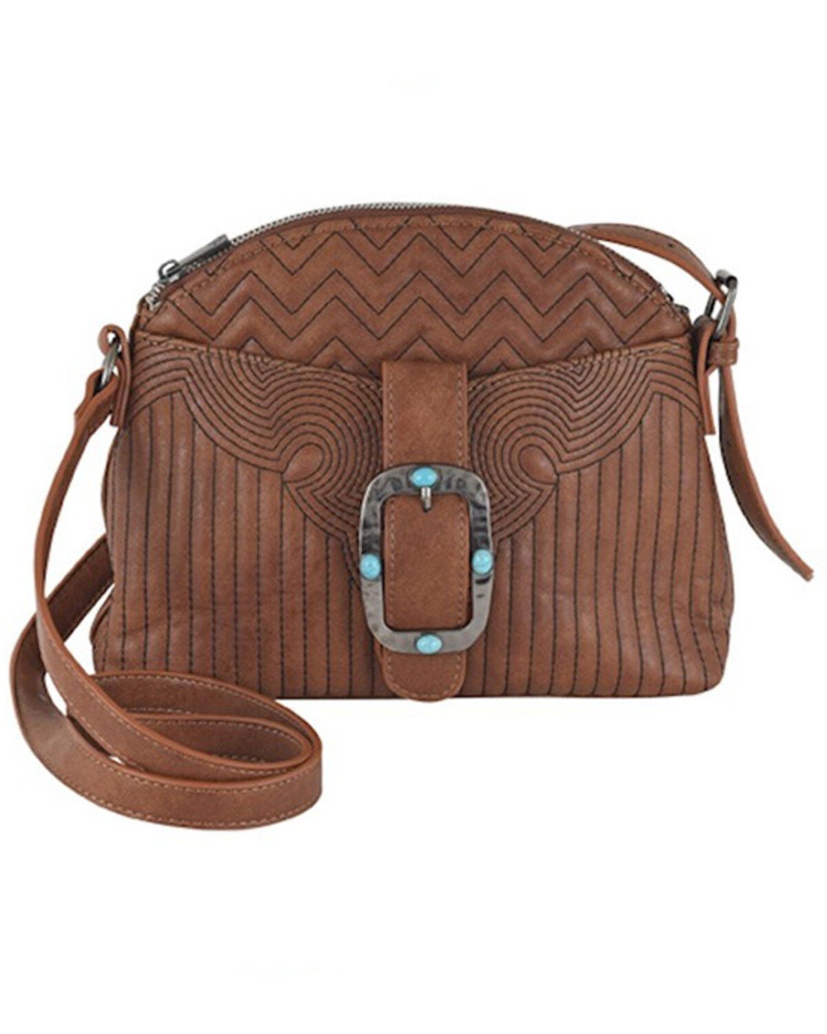 Catchfly Women's Geometric Quilted Crossbody Bag, Brown