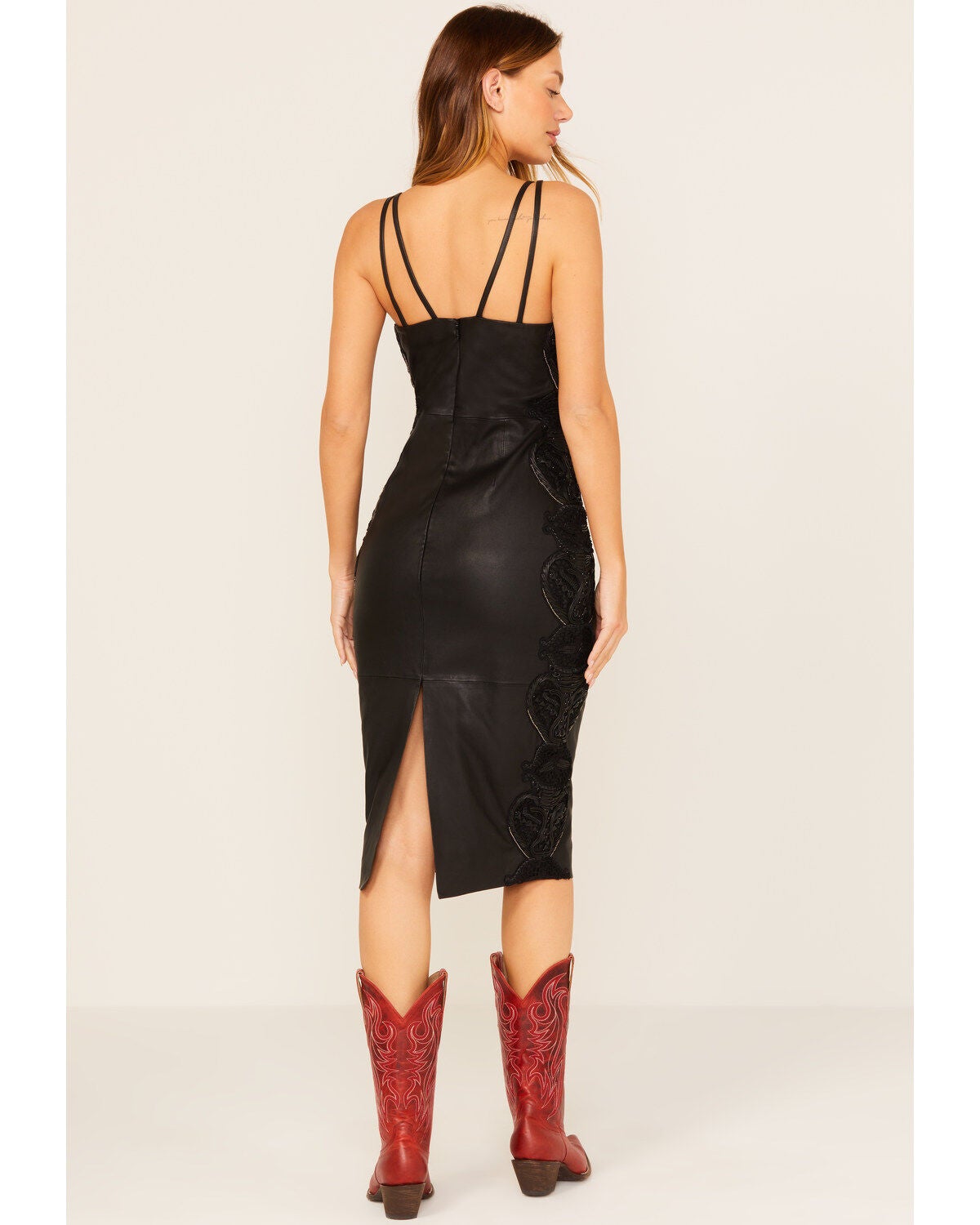 Product Name: Wonderwest Women's Studded Leather Midi Dress