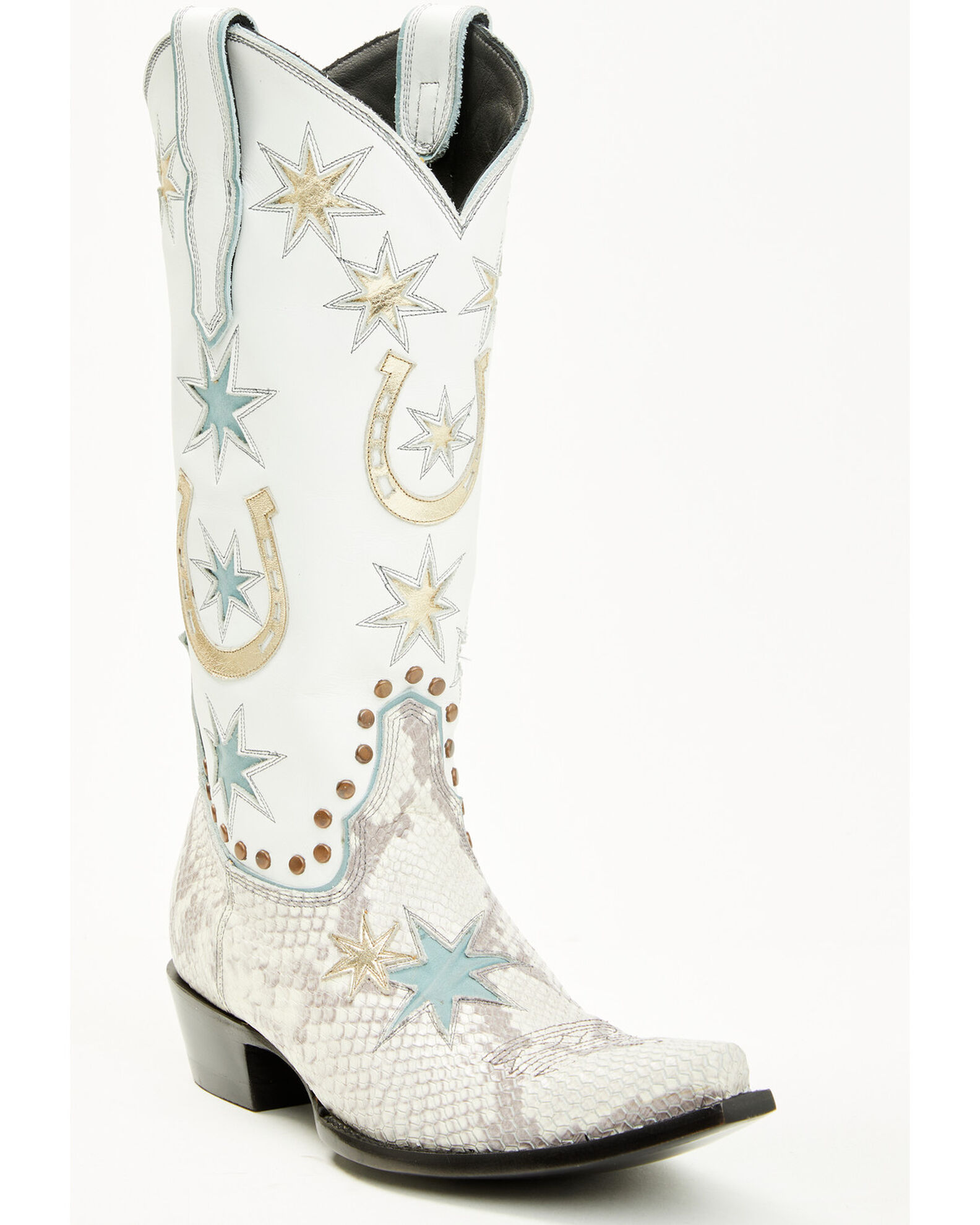 Old Gringo Women's Lucky Star Exotic Python Tall Western Boots - Snip Toe, White