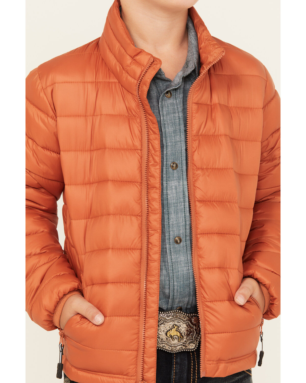 Roper Boys' Quilted Parachute Puffer Jacket, Orange