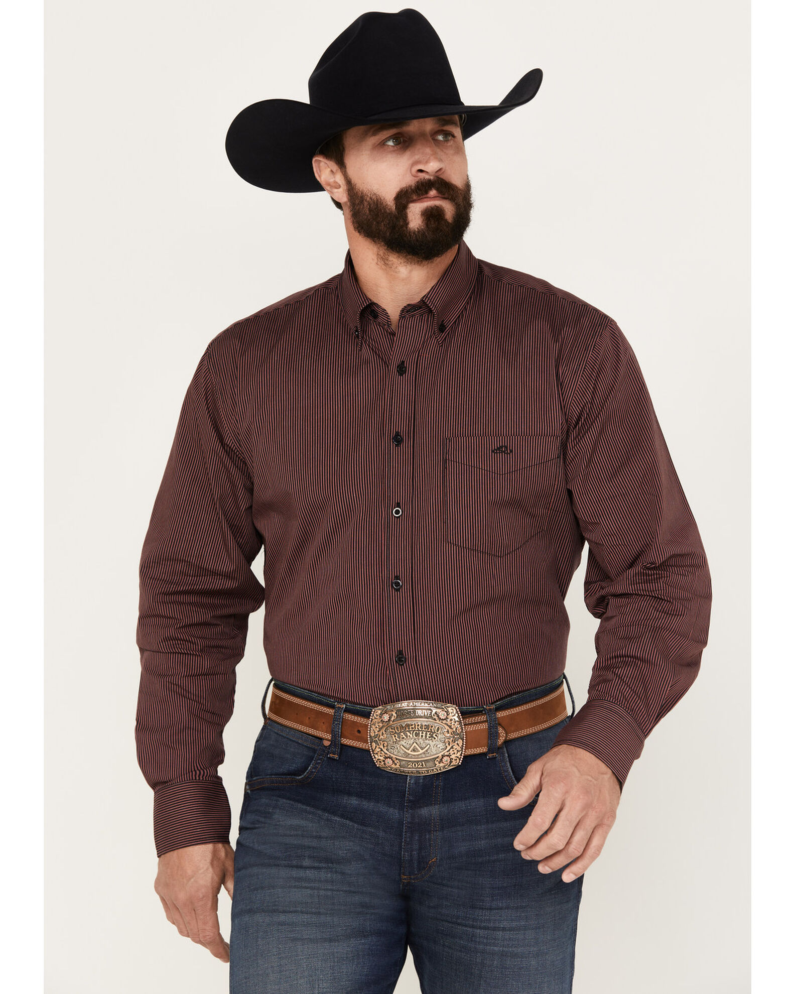 Resistol Men's Rocco Striped Print Long Sleeve Button Down Western Shirt | Boot Barn