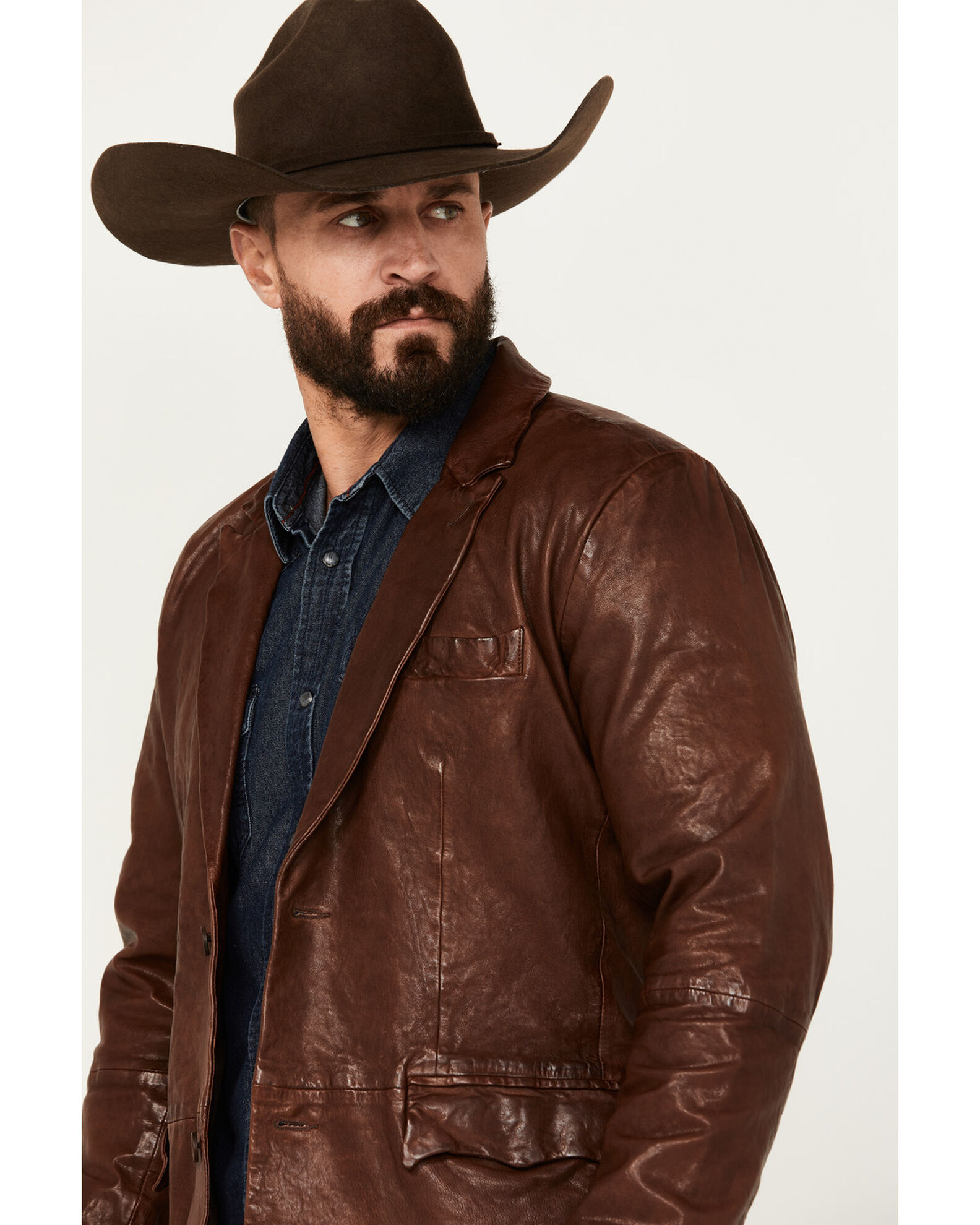 Moonshine Spirit Men's Leather Blazer, Cognac