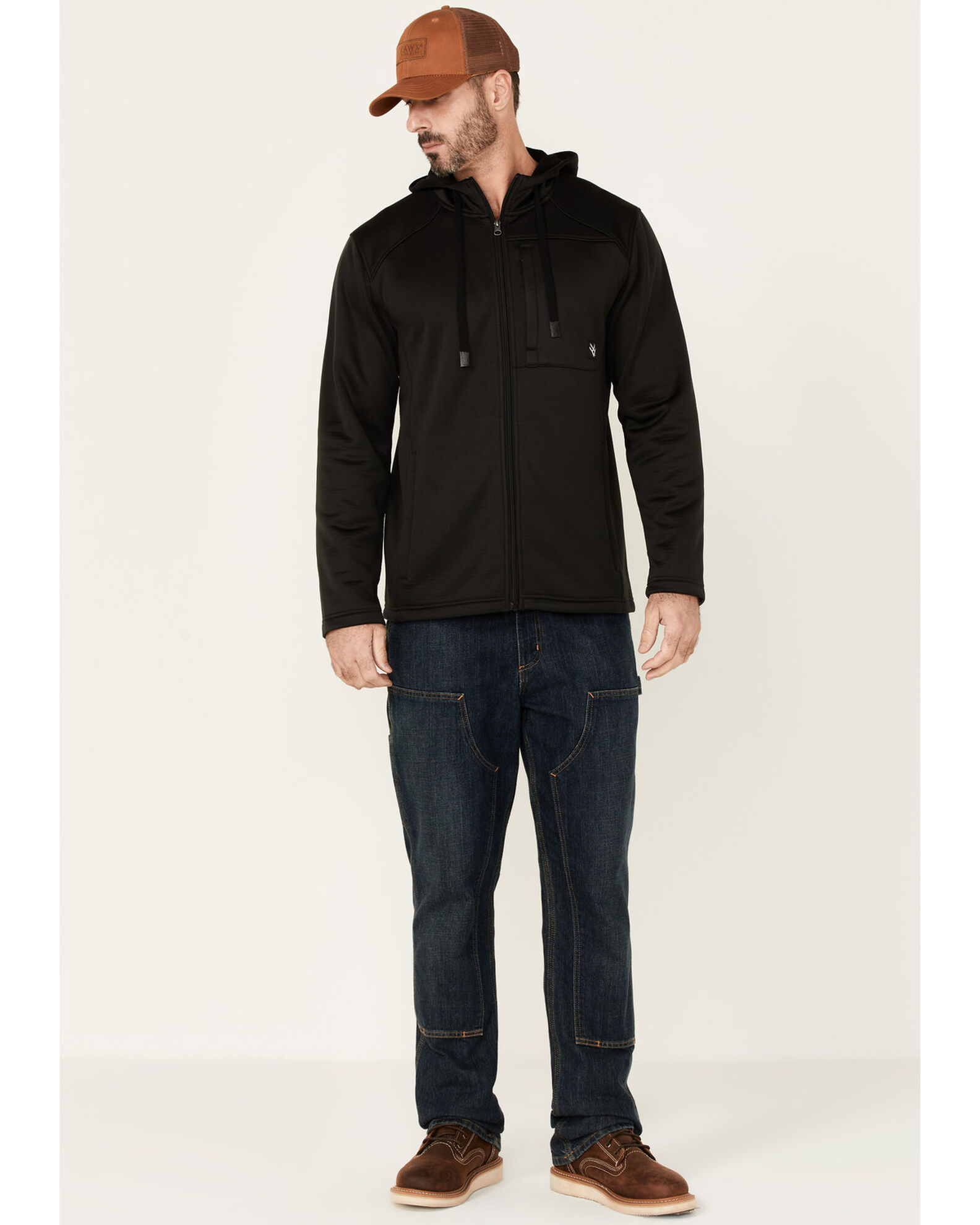 Product Name Hawx Mens Merrick Grid Back Zip Front Fleece Hooded Work