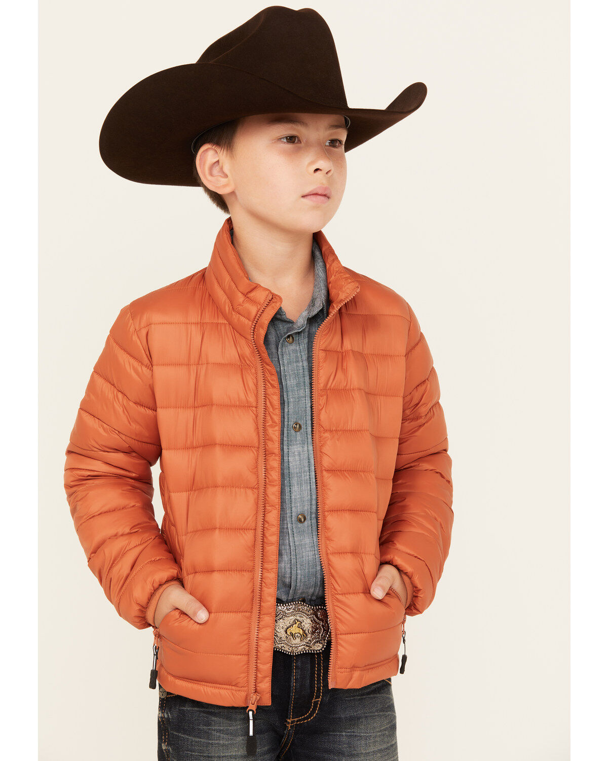 Roper Boys' Quilted Parachute Puffer Jacket, Orange