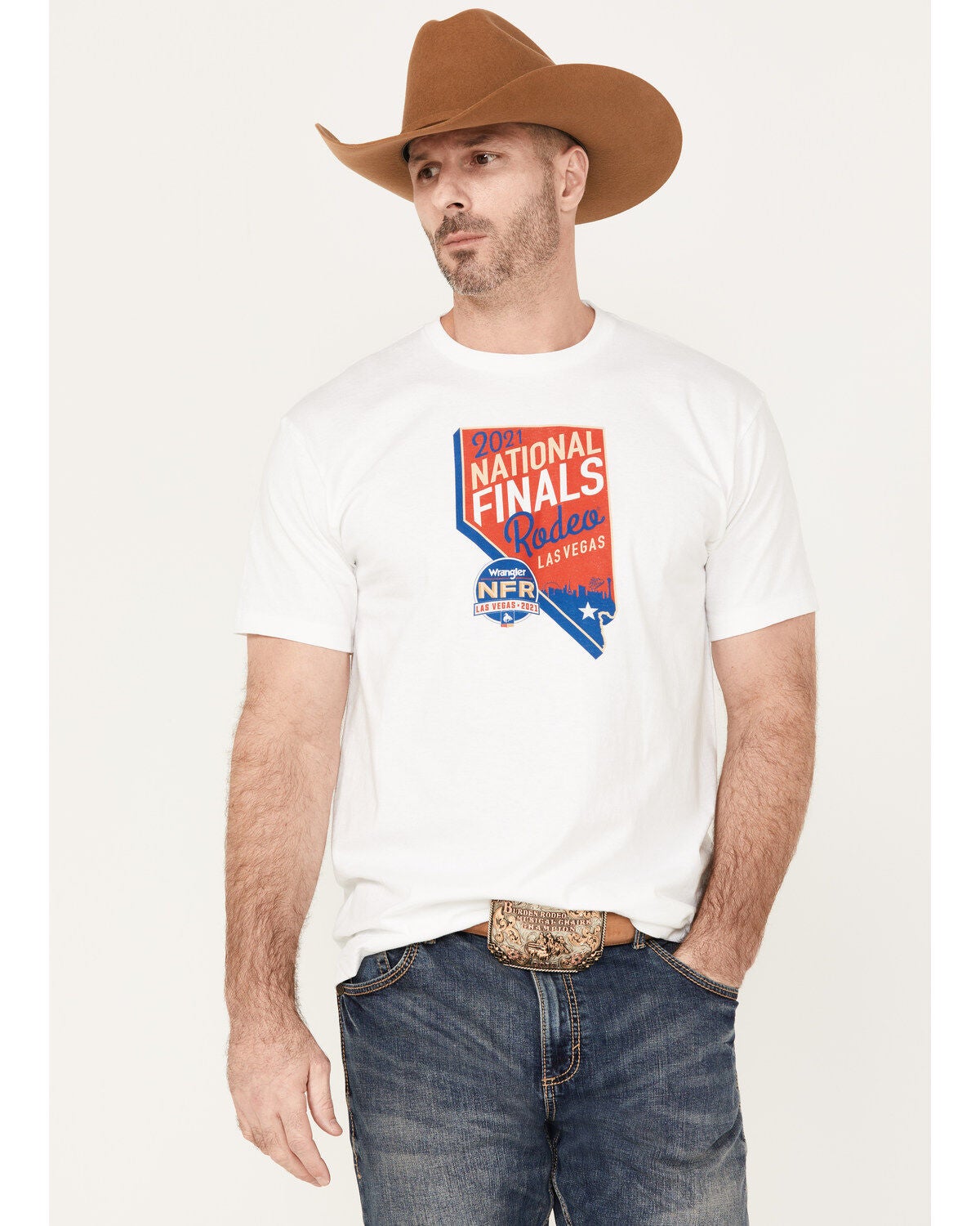 Authentics Men's NFR Short Sleeve Graphic T-Shirt, White