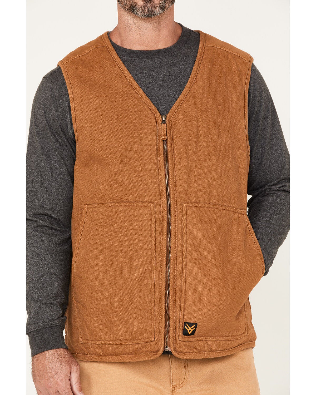 Hawx Men's Weathered Canvas Sherpa Lined Vest, Rust Copper