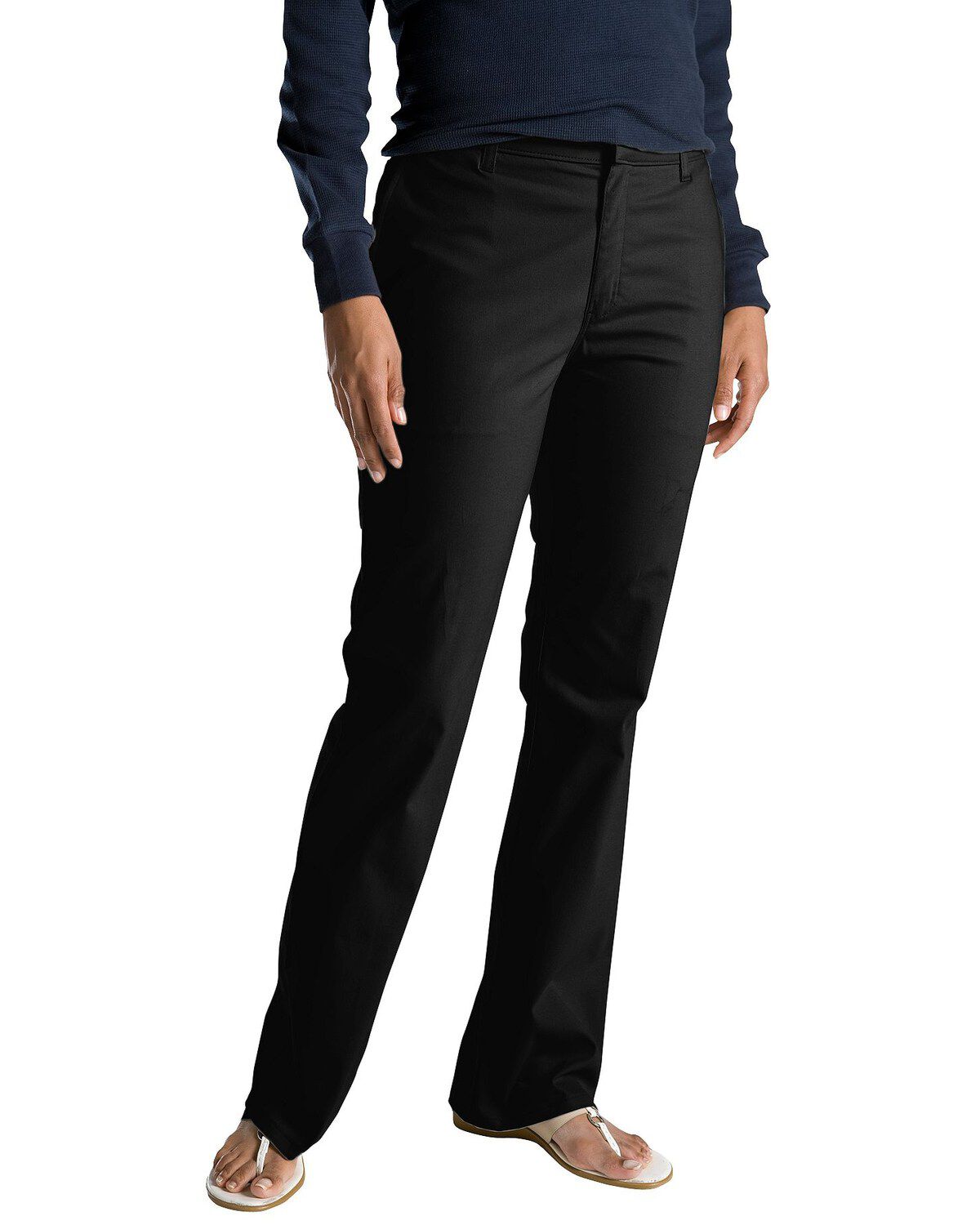 Dickies Women's Flat Front Stretch Twill Pants, Black