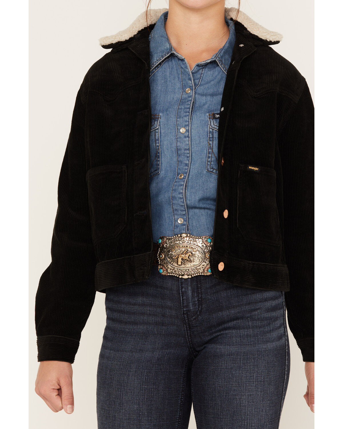 Wrangler Women's Corduroy Western Ranch Jacket, Black