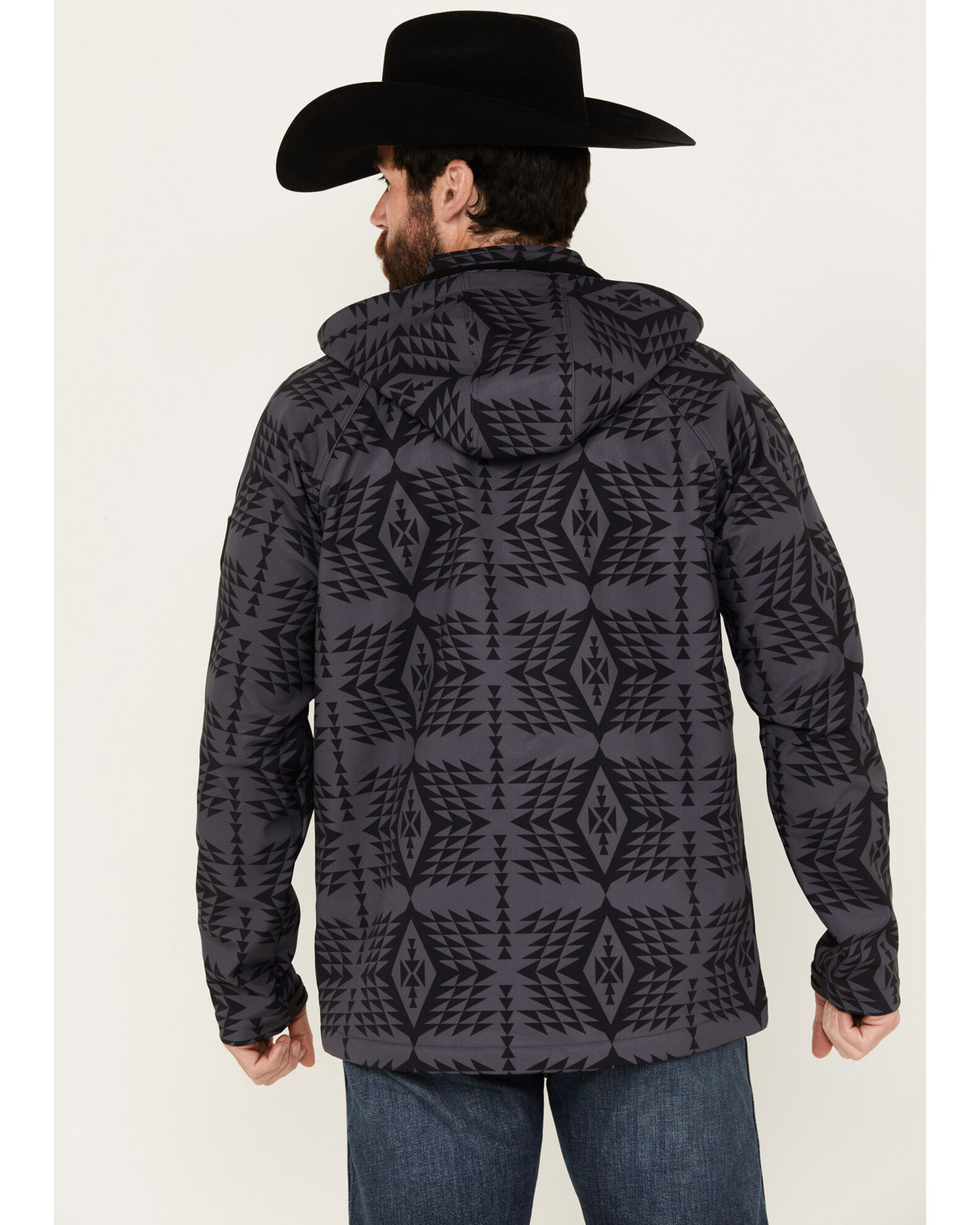 Rank 45® Mens Southwestern Print Softshell Jacket Charcoal