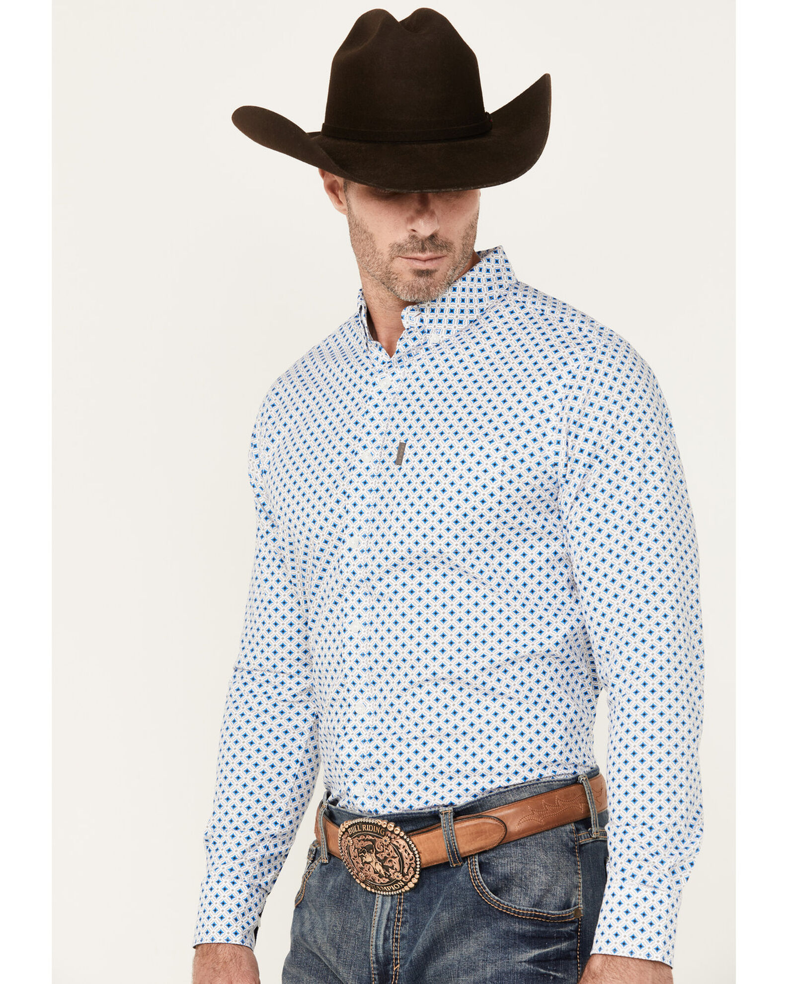 Product Name Ariat Mens Mac Geo Print Long Sleeve Button Down Stretch