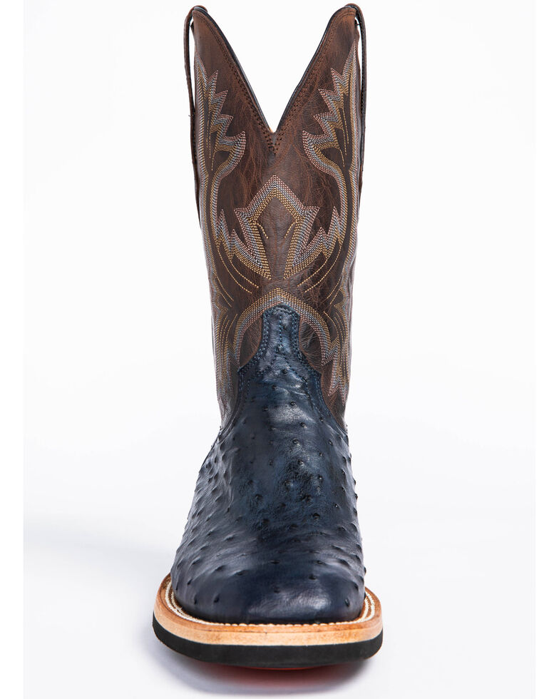 Lucchese Mens Cliff Exotic Ostrich Western Boots Wide Square Toe