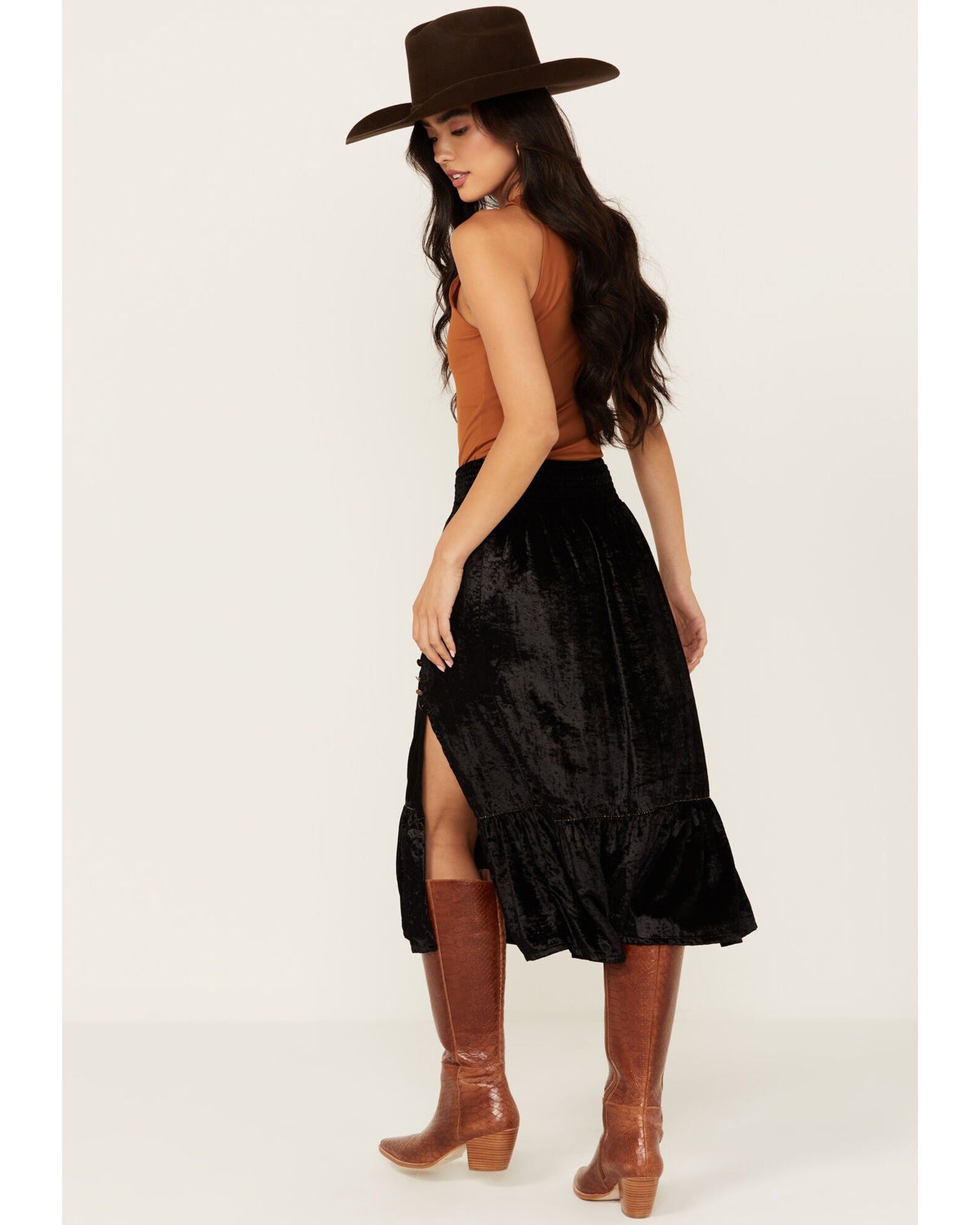 Shyanne Women's Velvet Skirt, Black