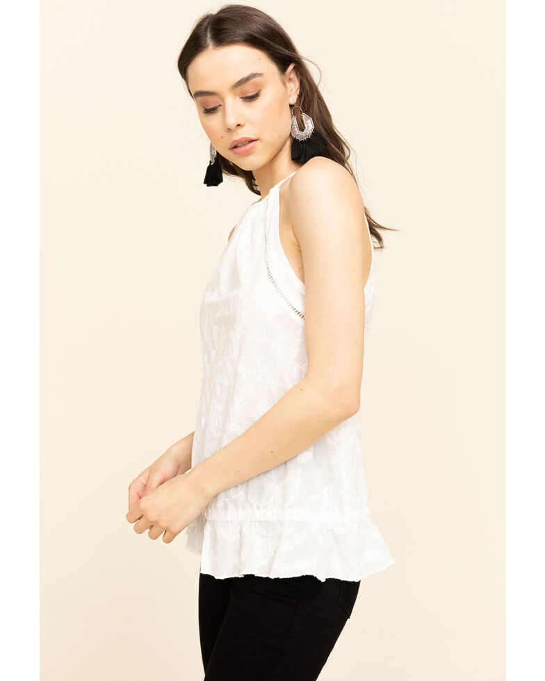 Rock & Roll Denim Women's Ivory Floral Embroidered Halter Top | Boot Barn