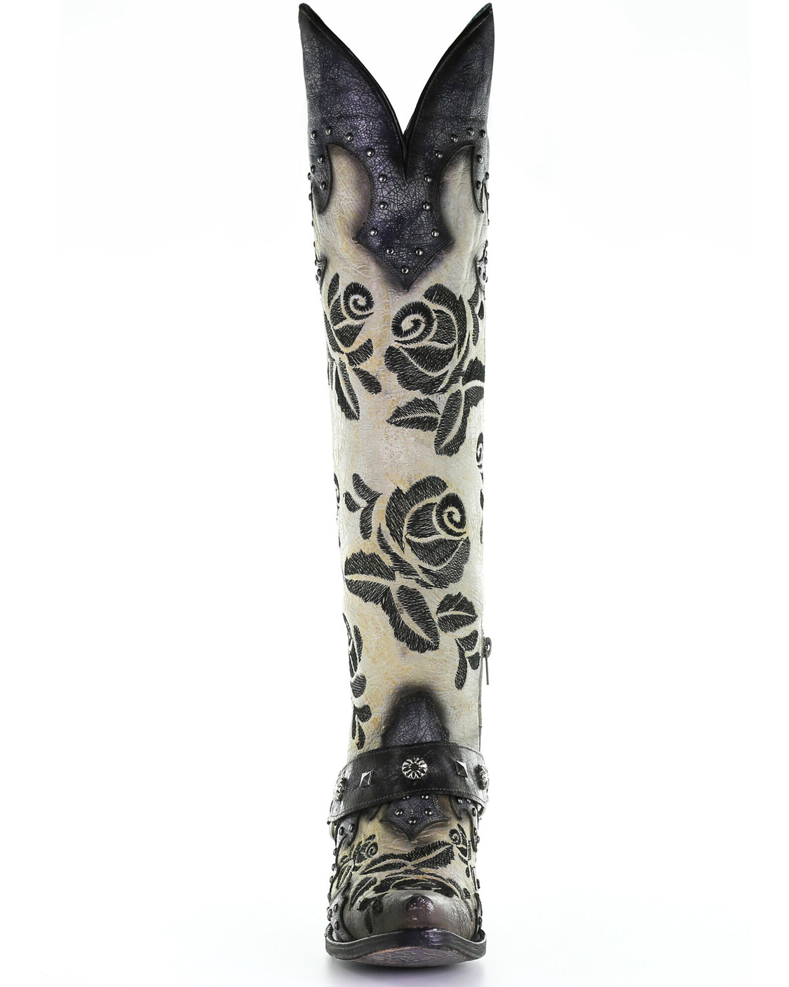 Corral Womens Rose Embroidery Western Boots Snip Toe
