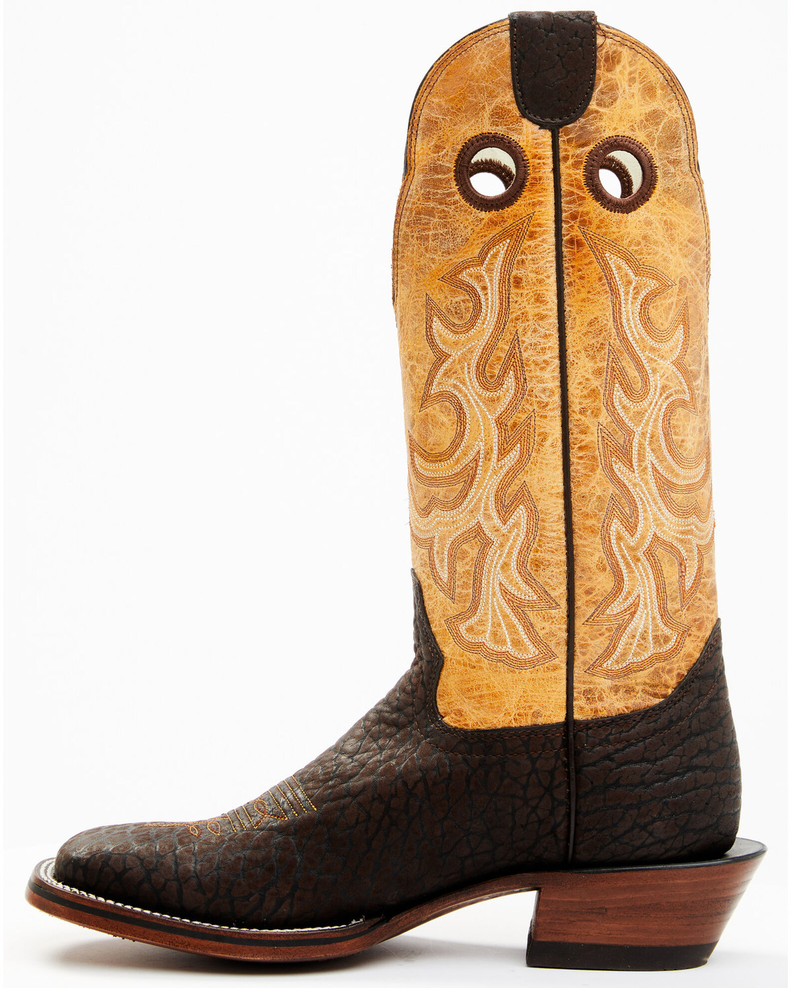 Hondo Boots Mens Bullhide Western Boots Broad Square Toe Brown
