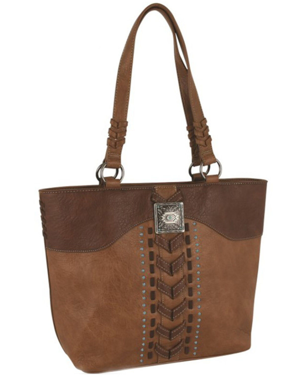 Justin Women's Chevron Stitch and Concho Tote, Brown