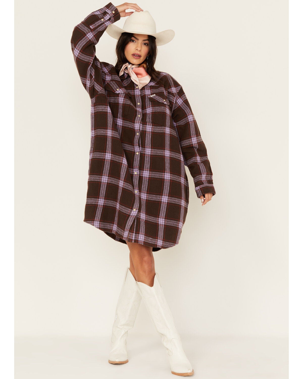 Product Name: Wrangler Women's Jumbo Plaid Print Long Sleeve Western ...