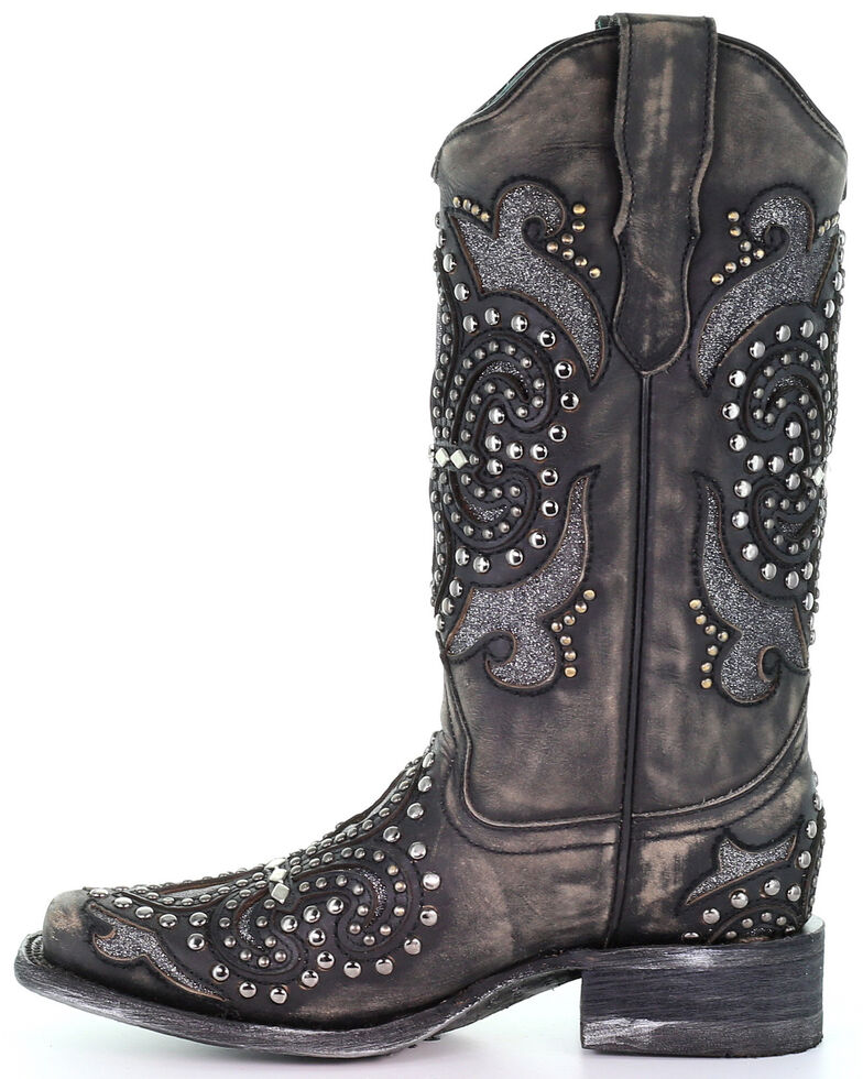 Corral Womens Black Inlay Western Boots Square Toe Boot Barn