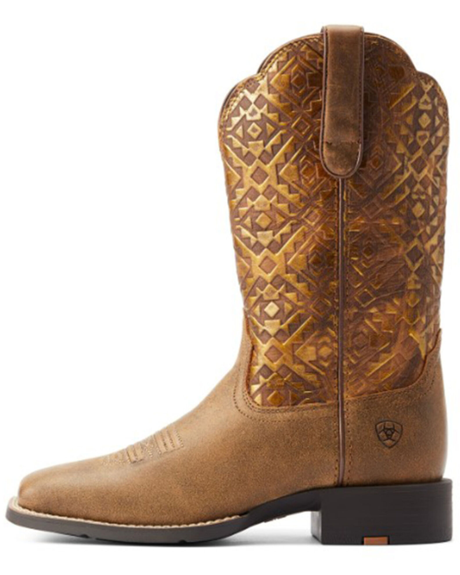 Ariat Womens Round Up Western Performance Boots Broad Square Toe Brown