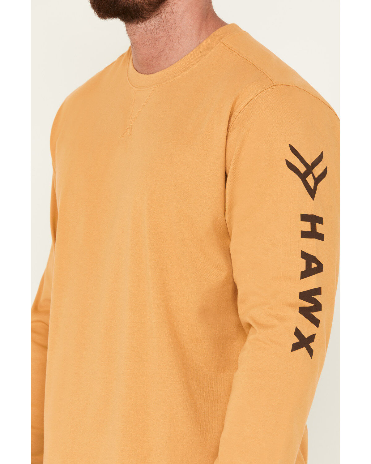 Hawx Men's Season Logo Long Sleeve Work Shirt, Dark Yellow