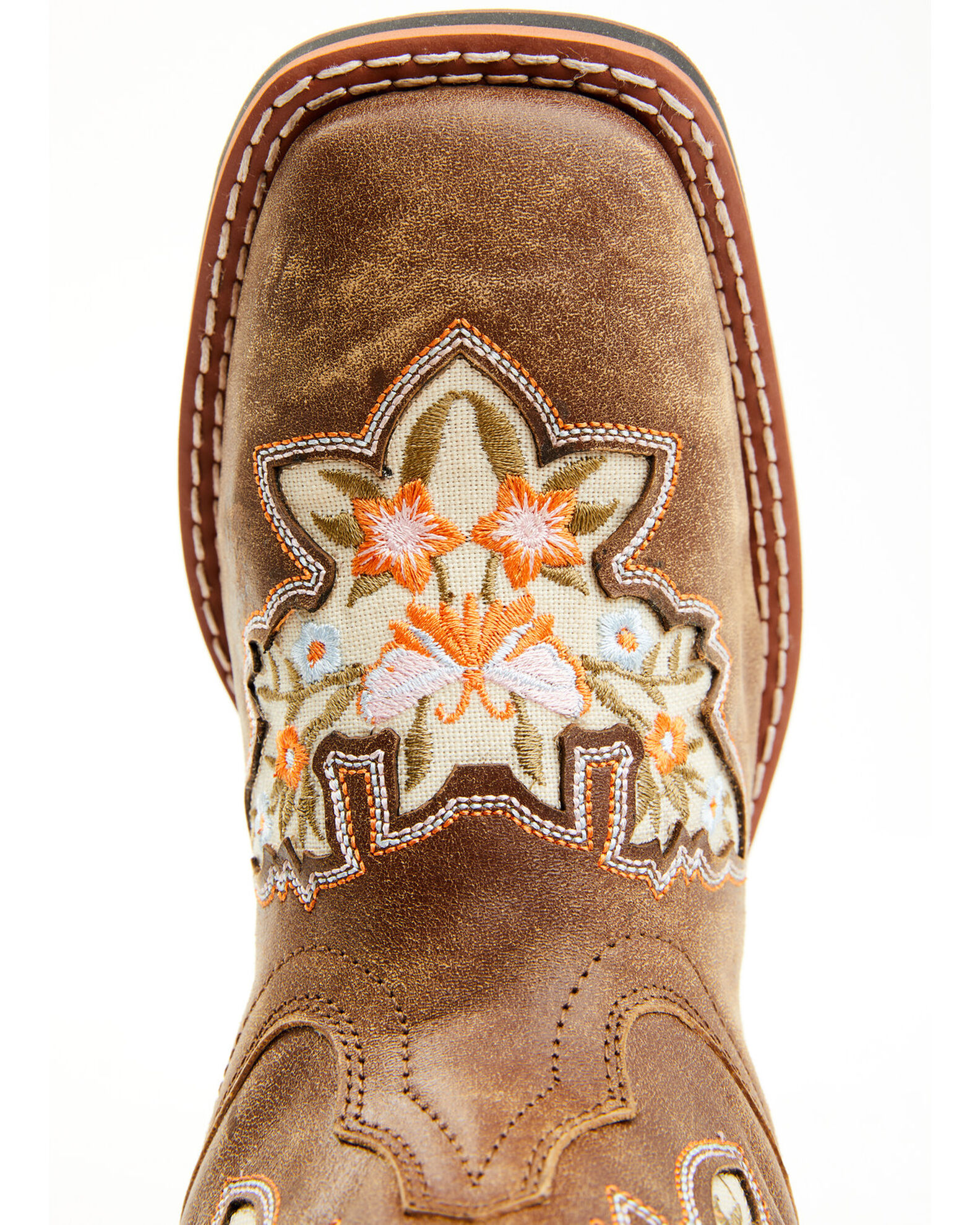 Laredo Womens Flower Inlay Western Performance Boots Broad Square Toe