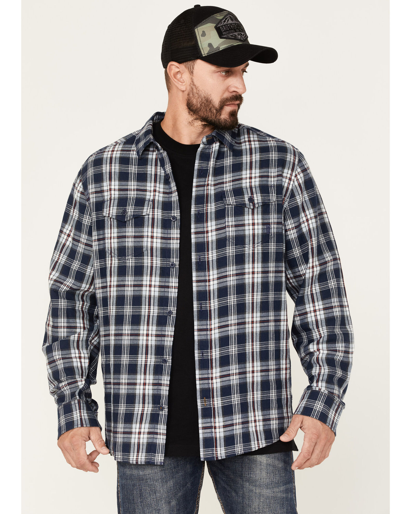 Brothers and Sons Men's Plaid Long Sleeve Button Down Western Flannel ...