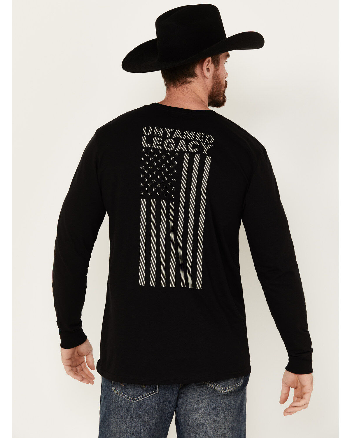 RANK 45® Men's Bedford American Flag Long Sleeve Graphic T-Shirt, Black