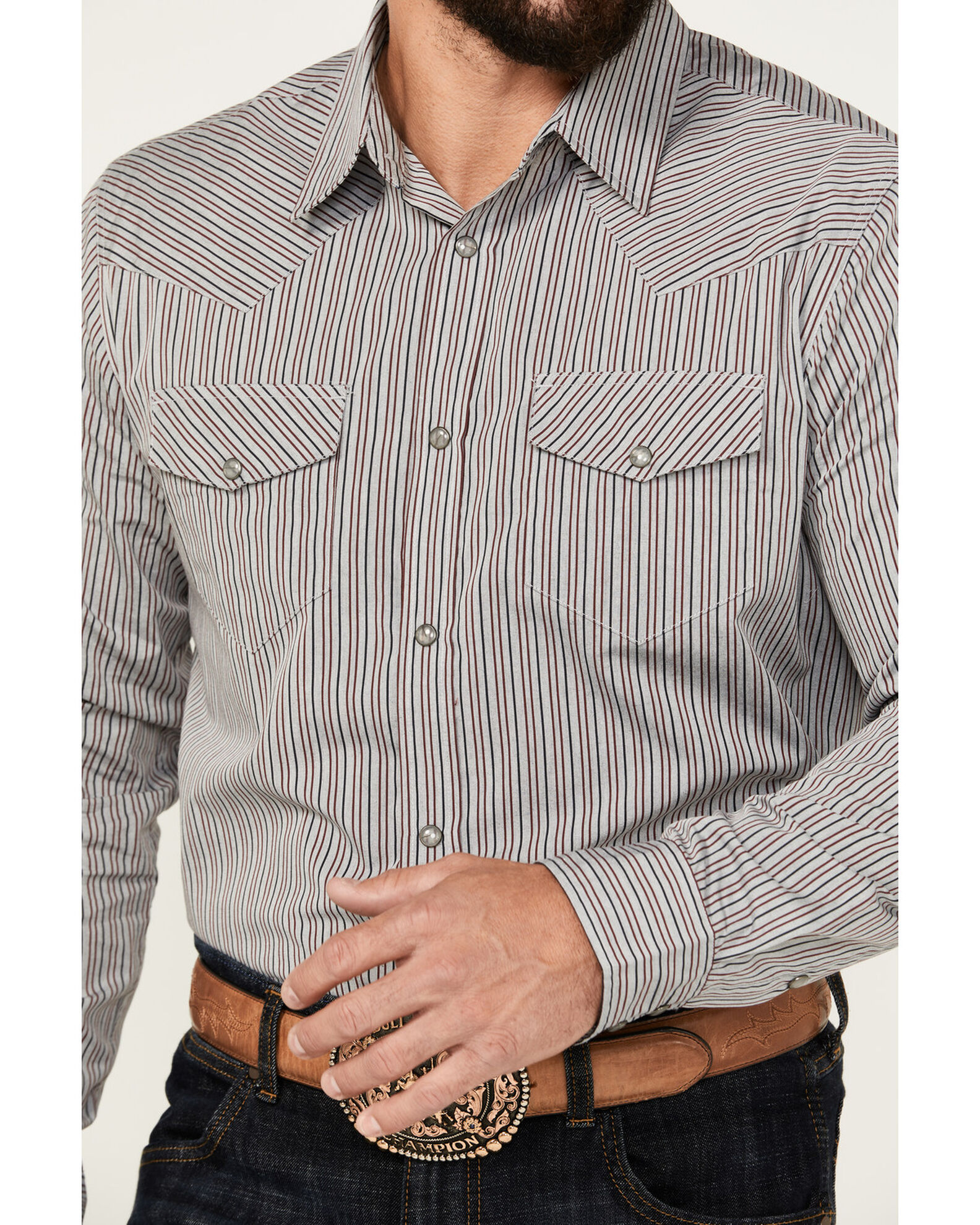 Gibson Trading Co Mens Together Striped Print Long Sleeve Snap Western