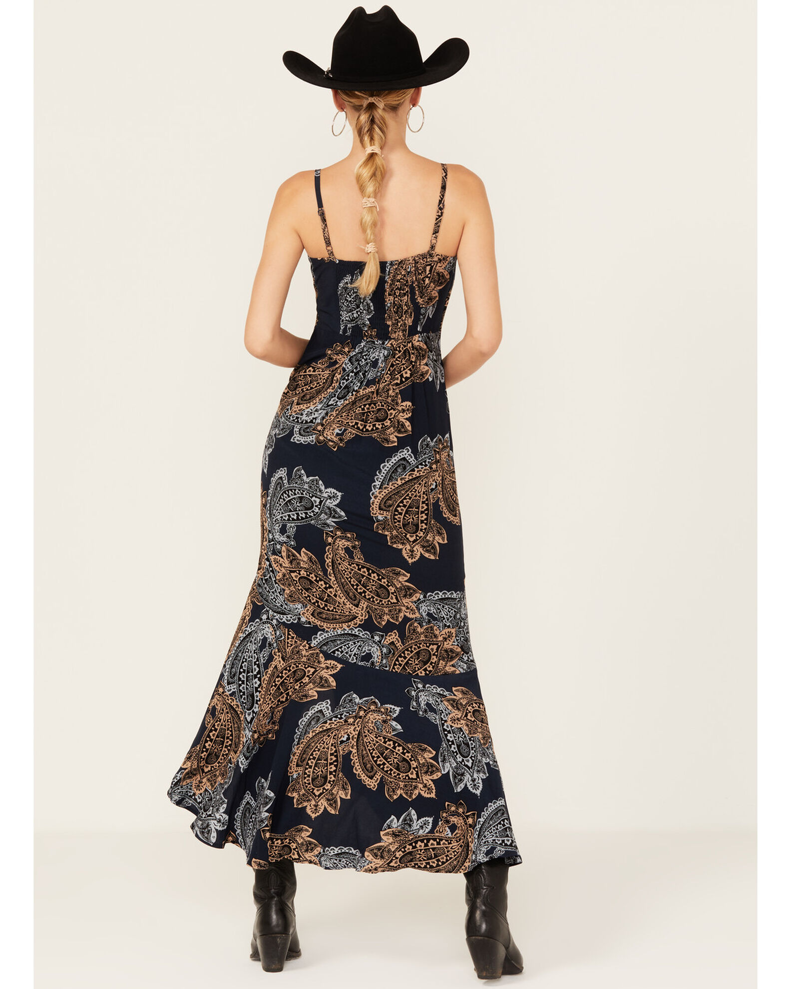 Shyanne Women's Printed Ruffle Flounce Maxi Dress, Indigo