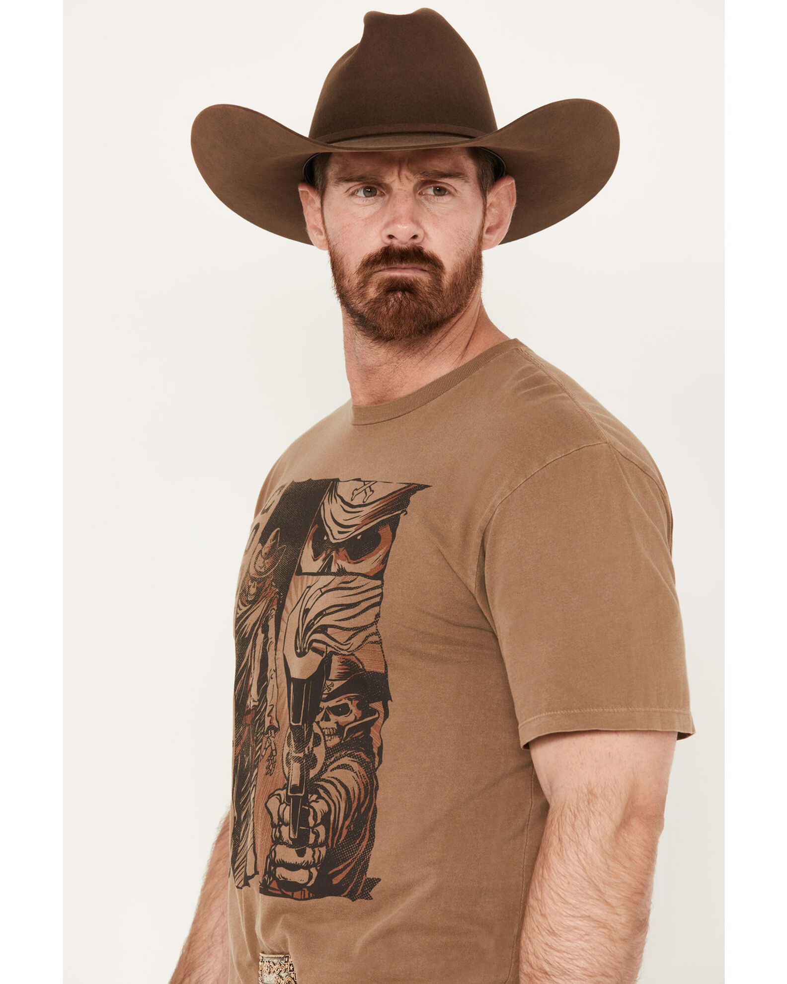 Cody James Mens Stack Short Sleeve Graphic T Shirt Lt Brown