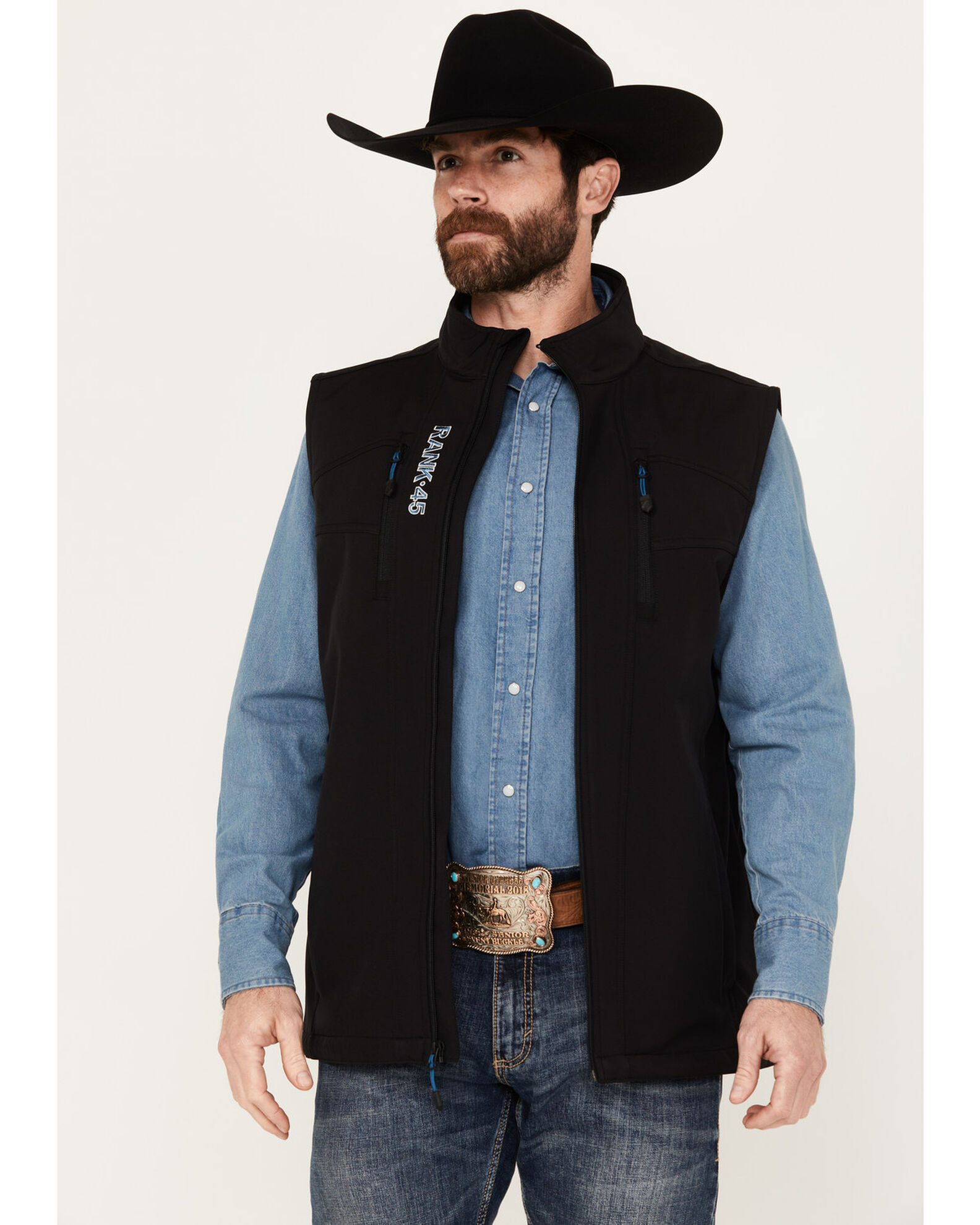 RANK 45® Men's Ralington Softshell Vest, Black