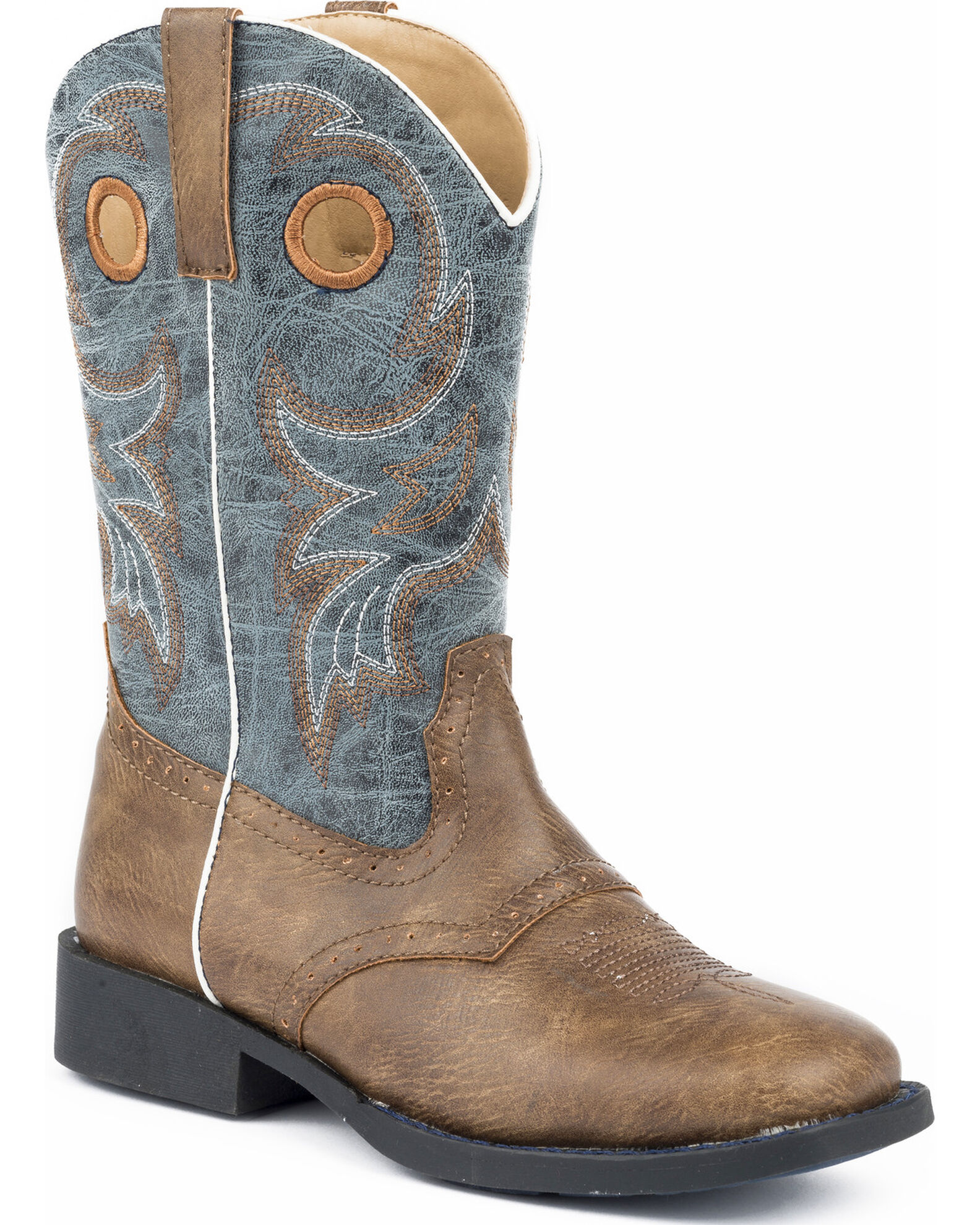 Roper Boys' Daniel Distressed Saddle Vamp Western Boots - Broad Square ...
