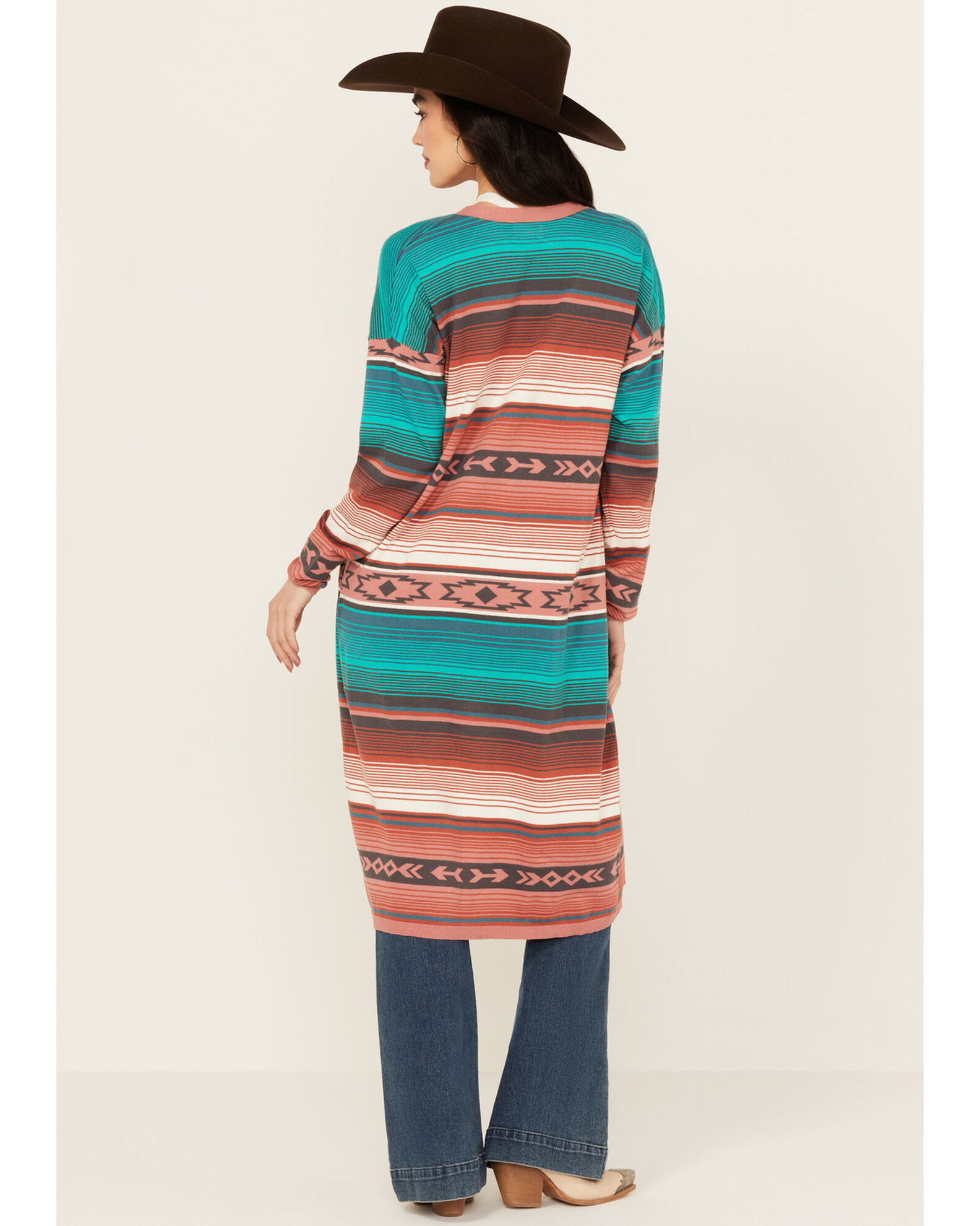 Wrangler Women's Serape Striped Long Sleeve Duster, Multi