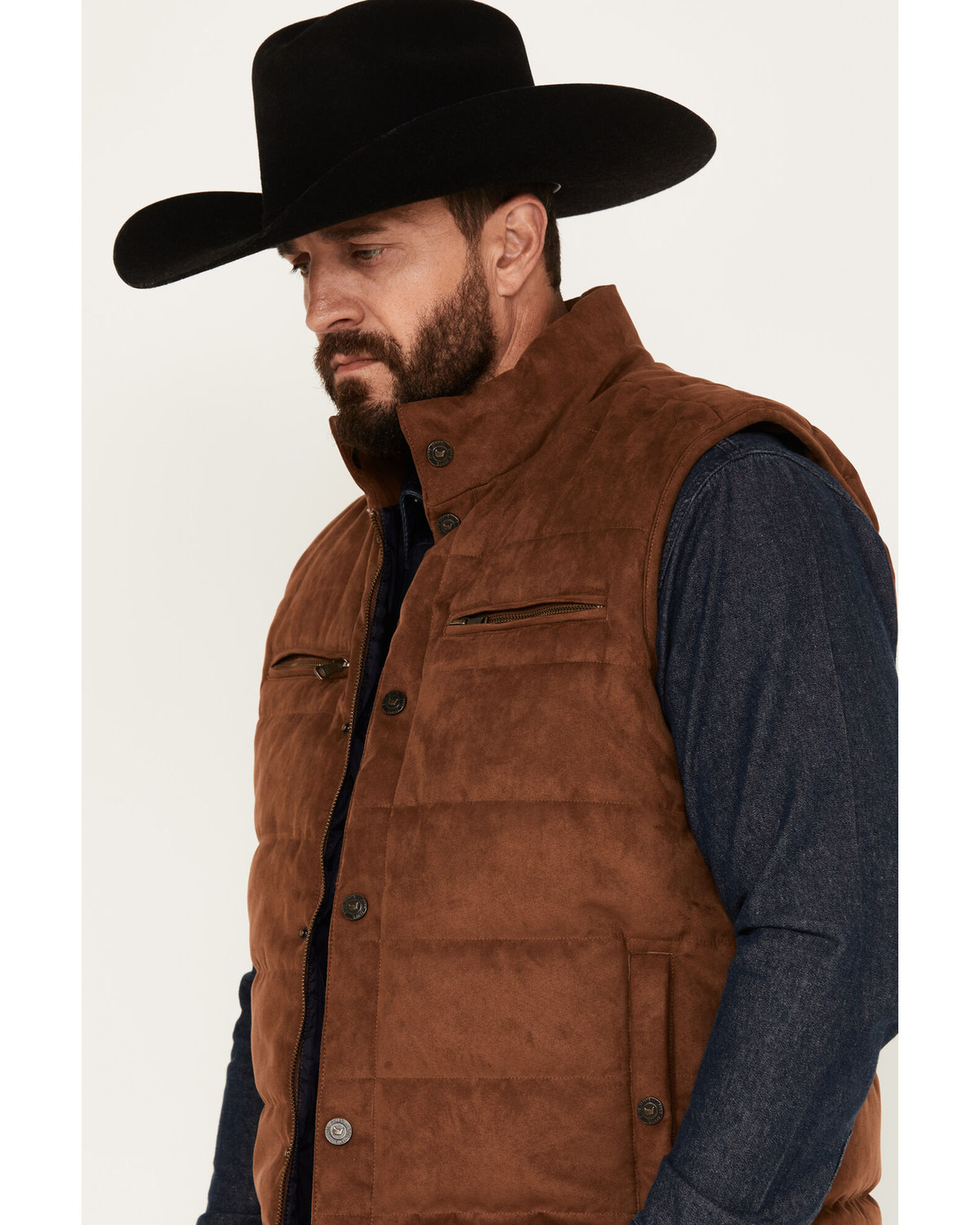 Cody James Mens Faux Suede Puffer Vest Boot Barn